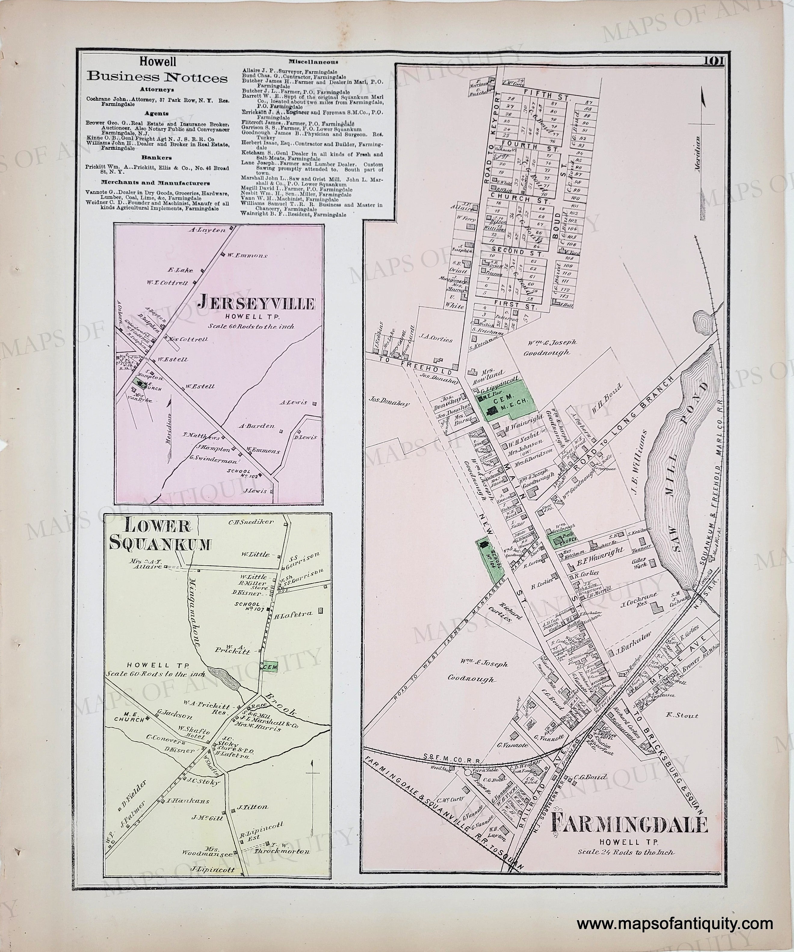 1873 - Farmingdale, Jerseyville, Lower Squankum (Howell Township) NJ ...