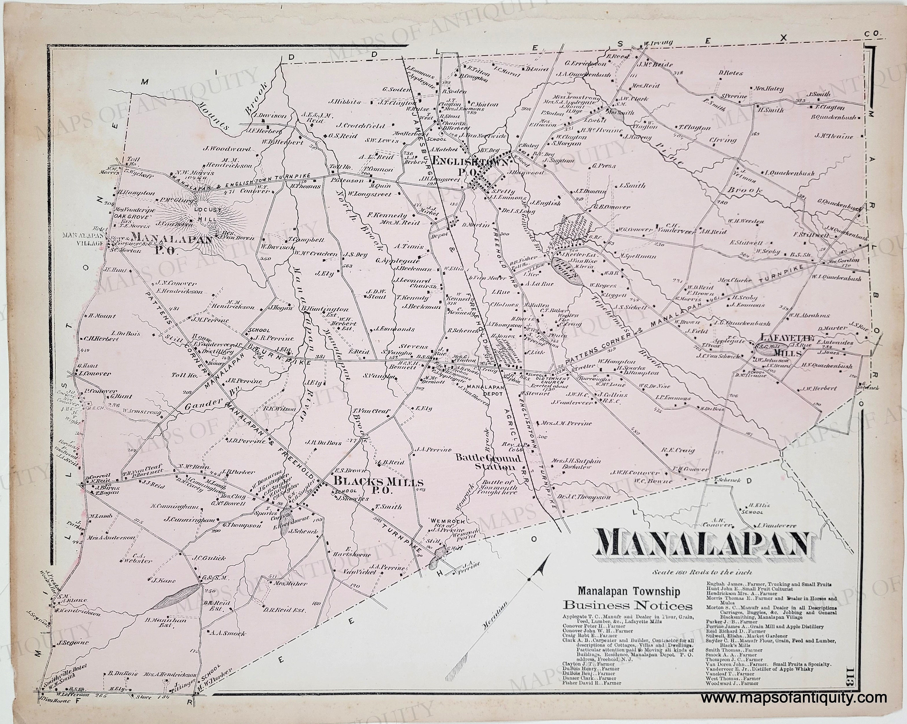 1873 - Manalapan NJ - – Maps of Antiquity