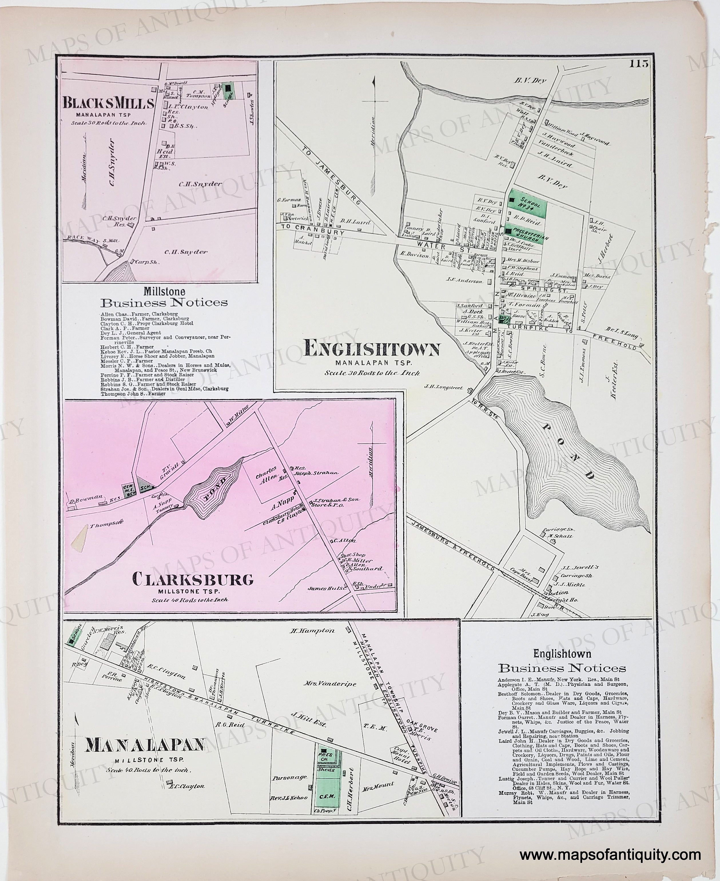 1873 - Englishtown, Blacks Mills, Clarksburg, Manalapan (Manalapan and ...