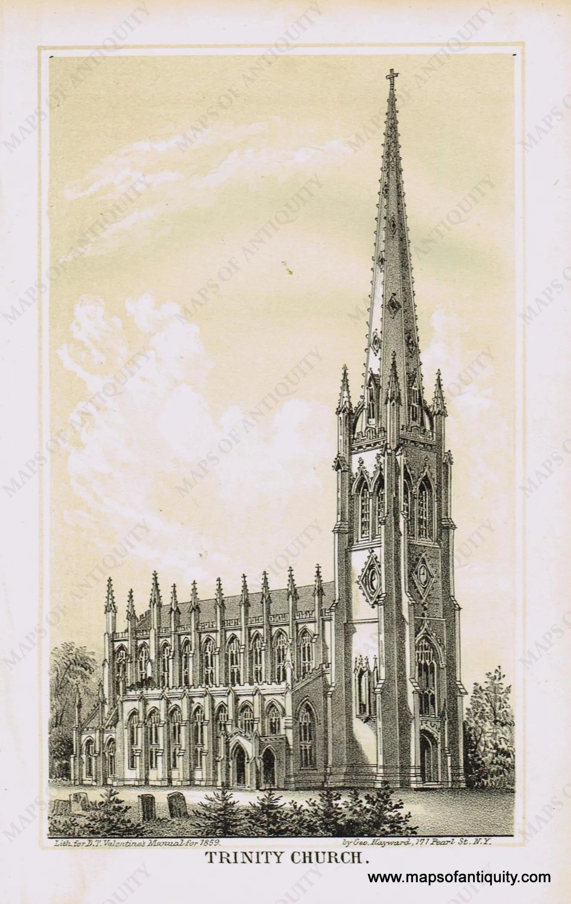 1859 Genuine Antique Print Trinity Church – Maps of Antiquity