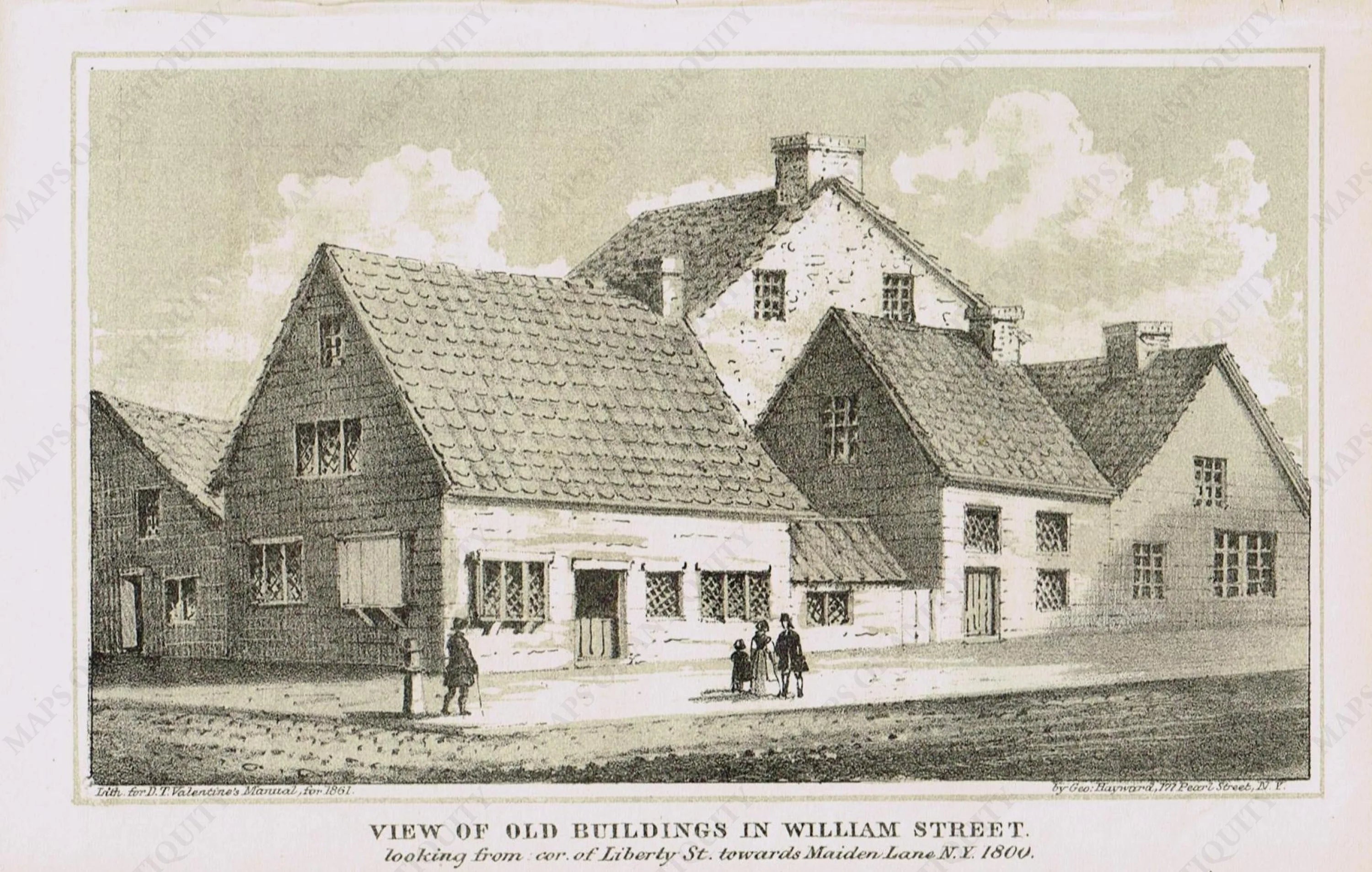 1861 Genuine Antique Print View of Old Buildings in William Street ...