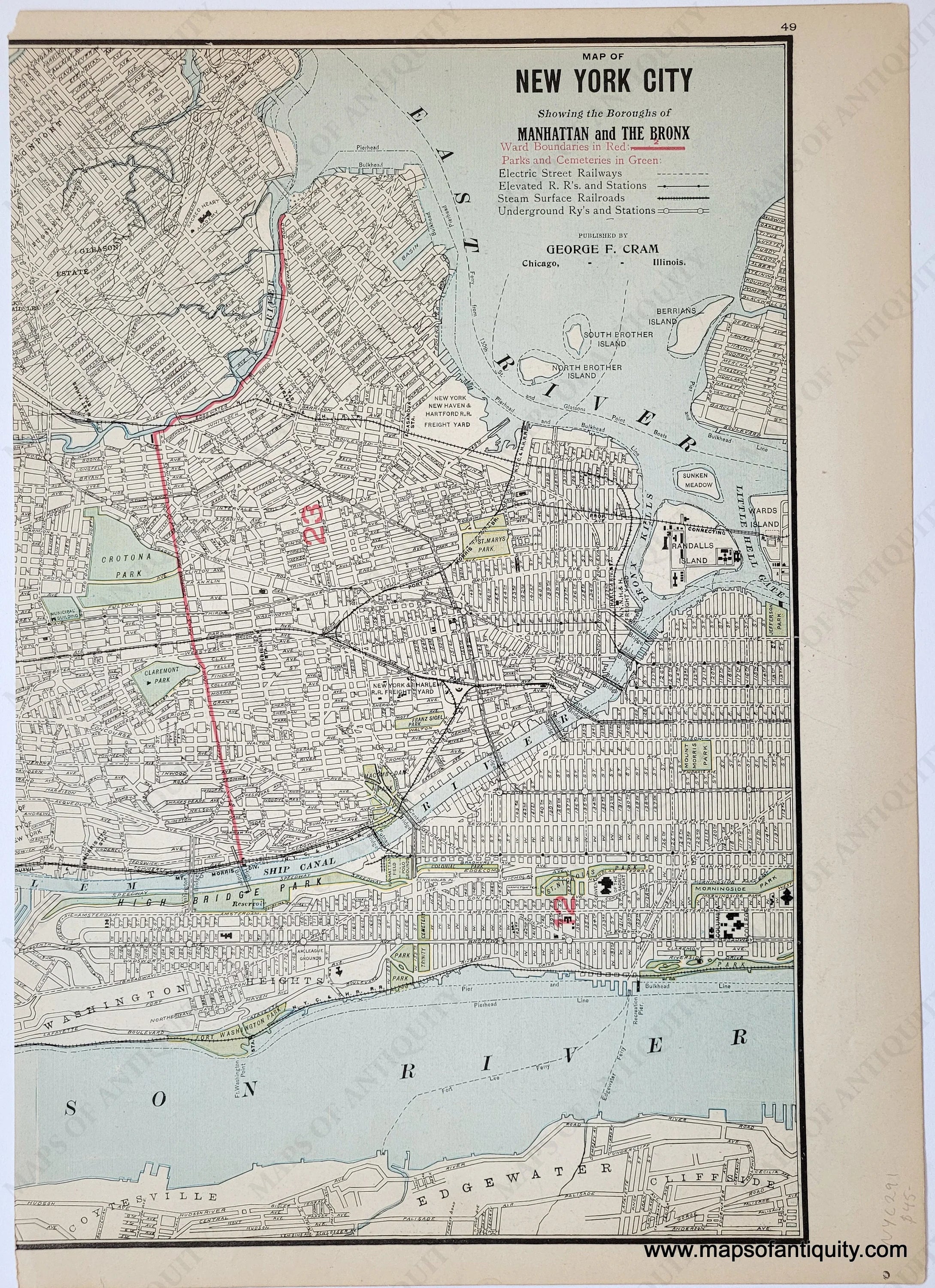 1910 Genuine Antique Map Map of New York City showing the Boroughs of ...