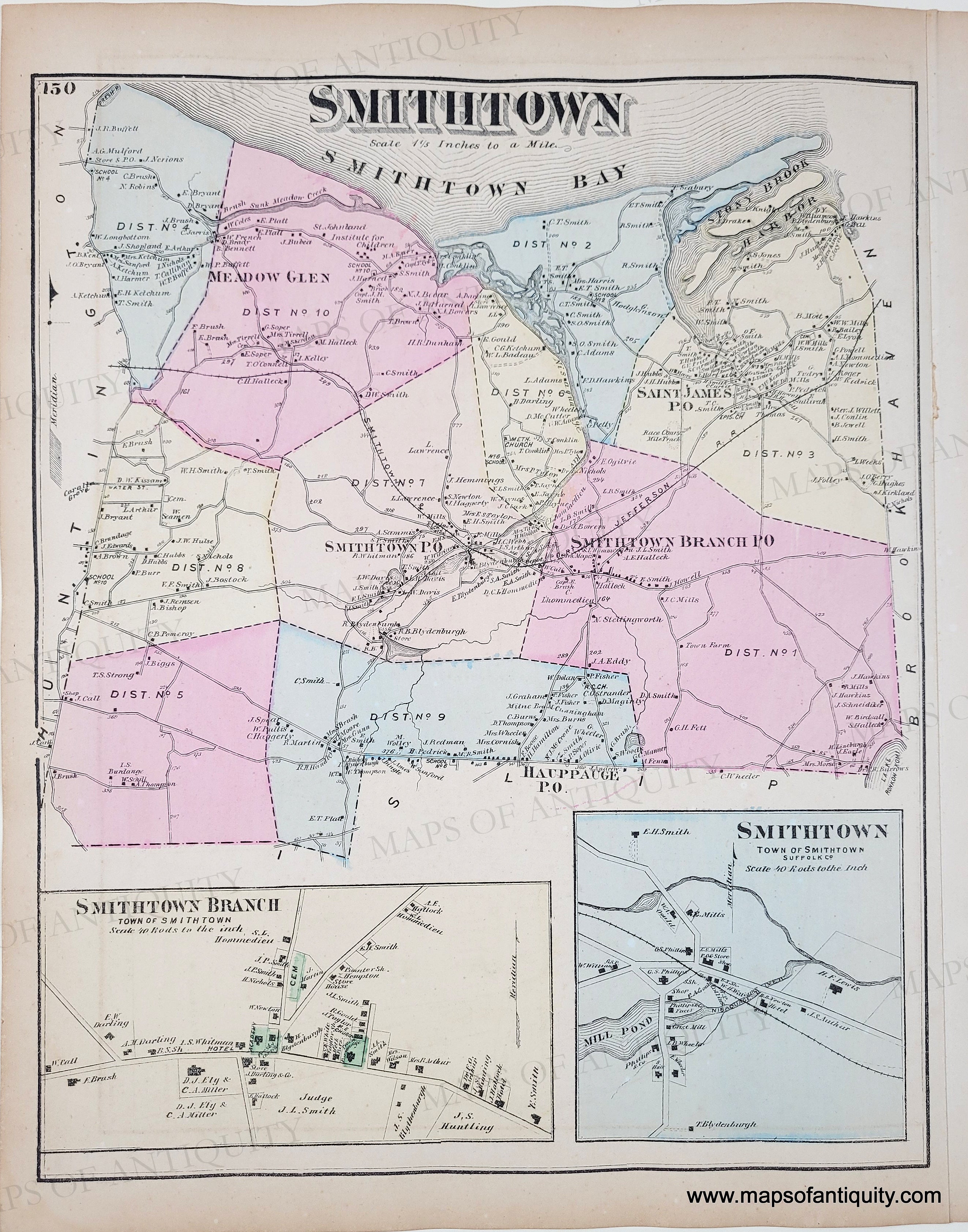 1873 - Double-sided map: Part of Huntington, Babylon, Commac (Commack ...