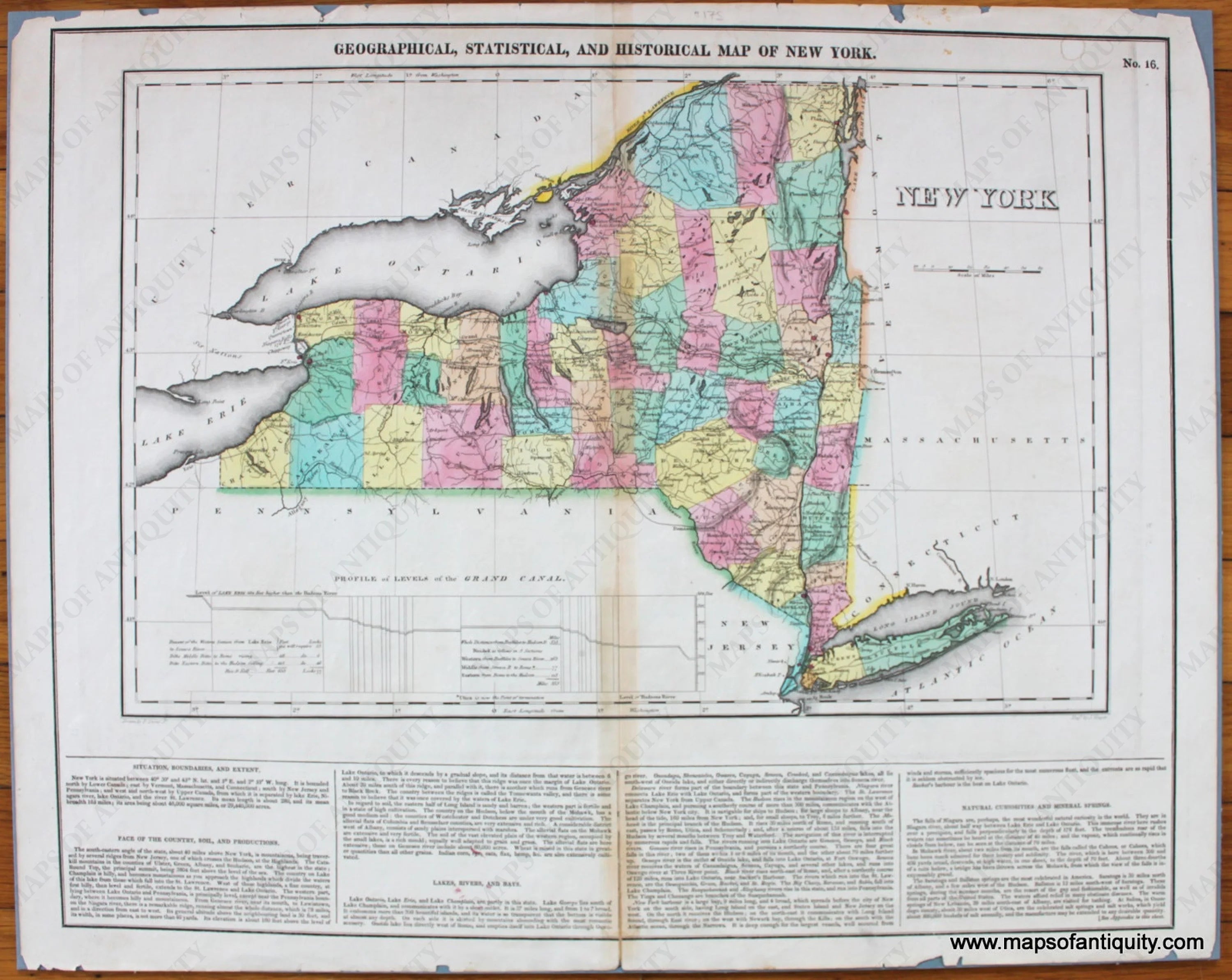 1822 - Geographical, Statistical, and Historical Map of New York. - An ...