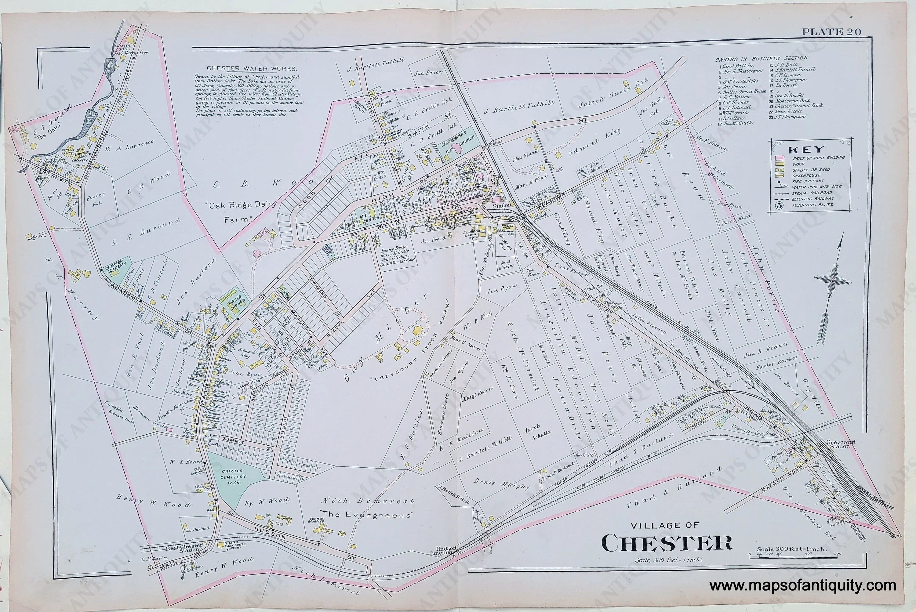 1903 - Village of Chester NY - Antique Map – Maps of Antiquity