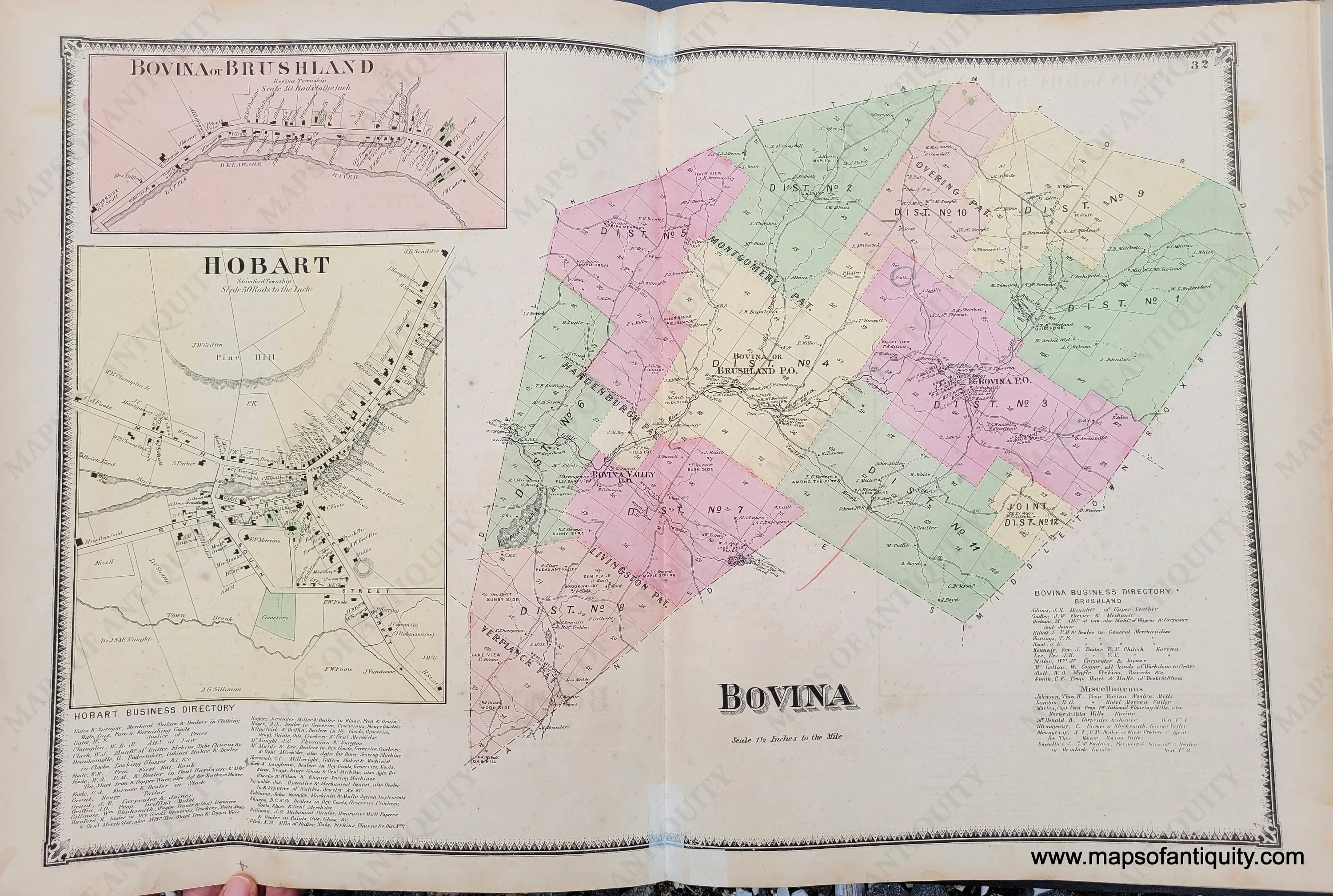 1869 Antique Map Bovina, Delaware Co. NY – Maps of Antiquity