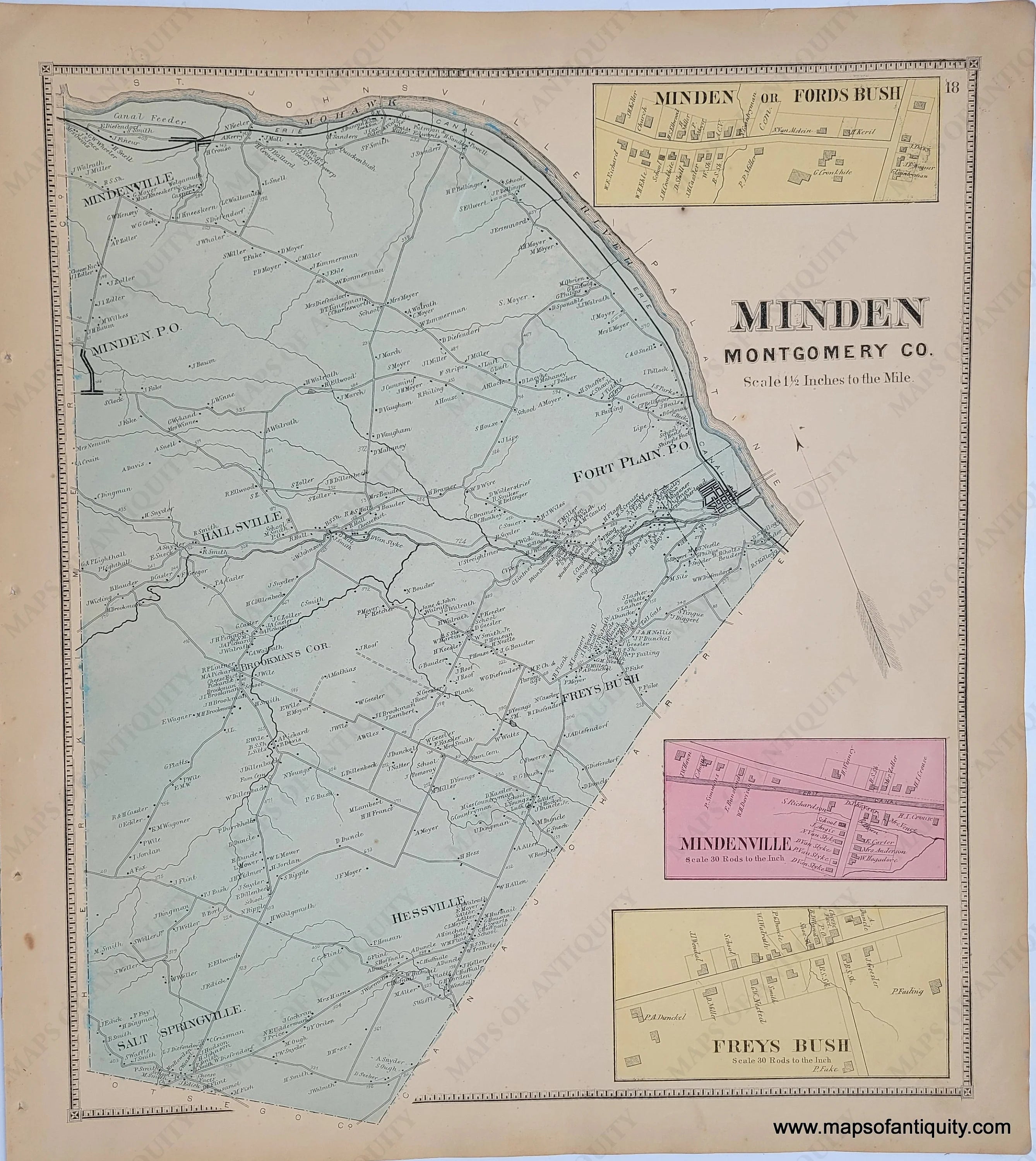 1868 Genuine Antique Map Minden (New York) – Maps of Antiquity