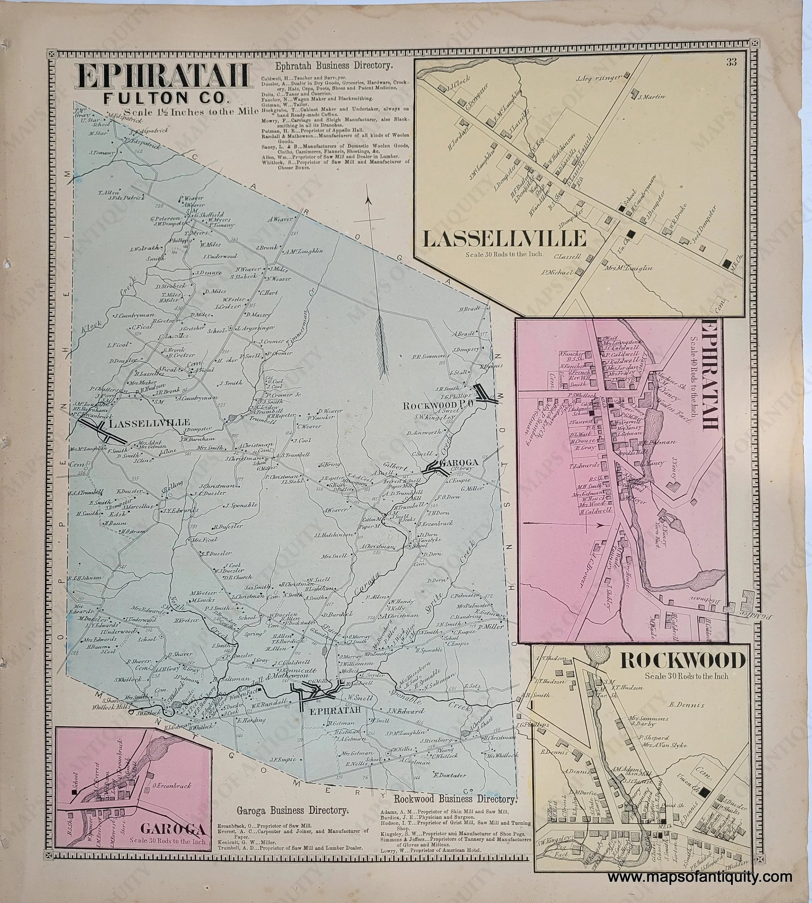 1868 Genuine Antique Map Ephratah (New York) – Maps of Antiquity