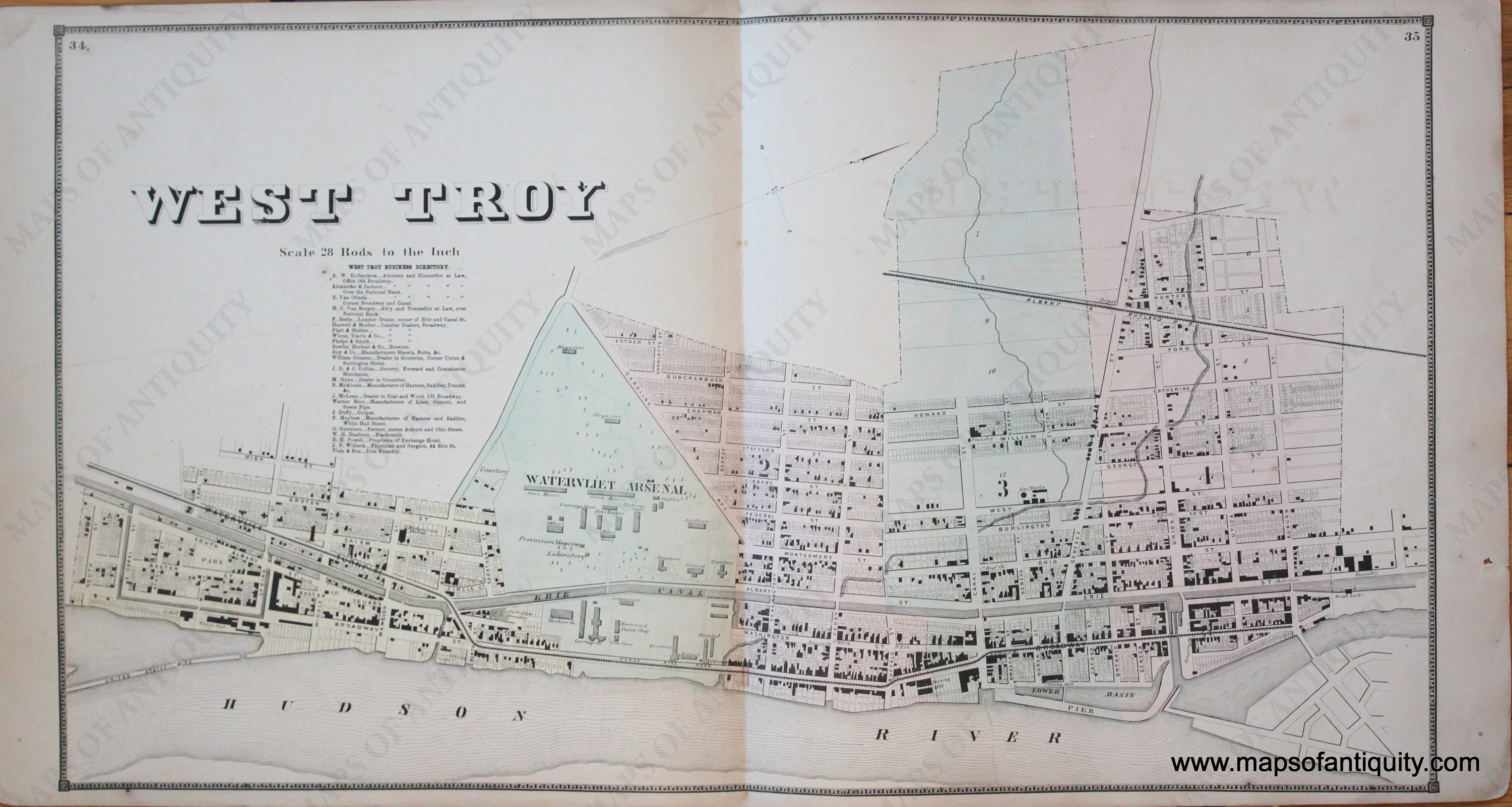 1866 Genuine Antique Map West Troy (New York ) – Maps of Antiquity