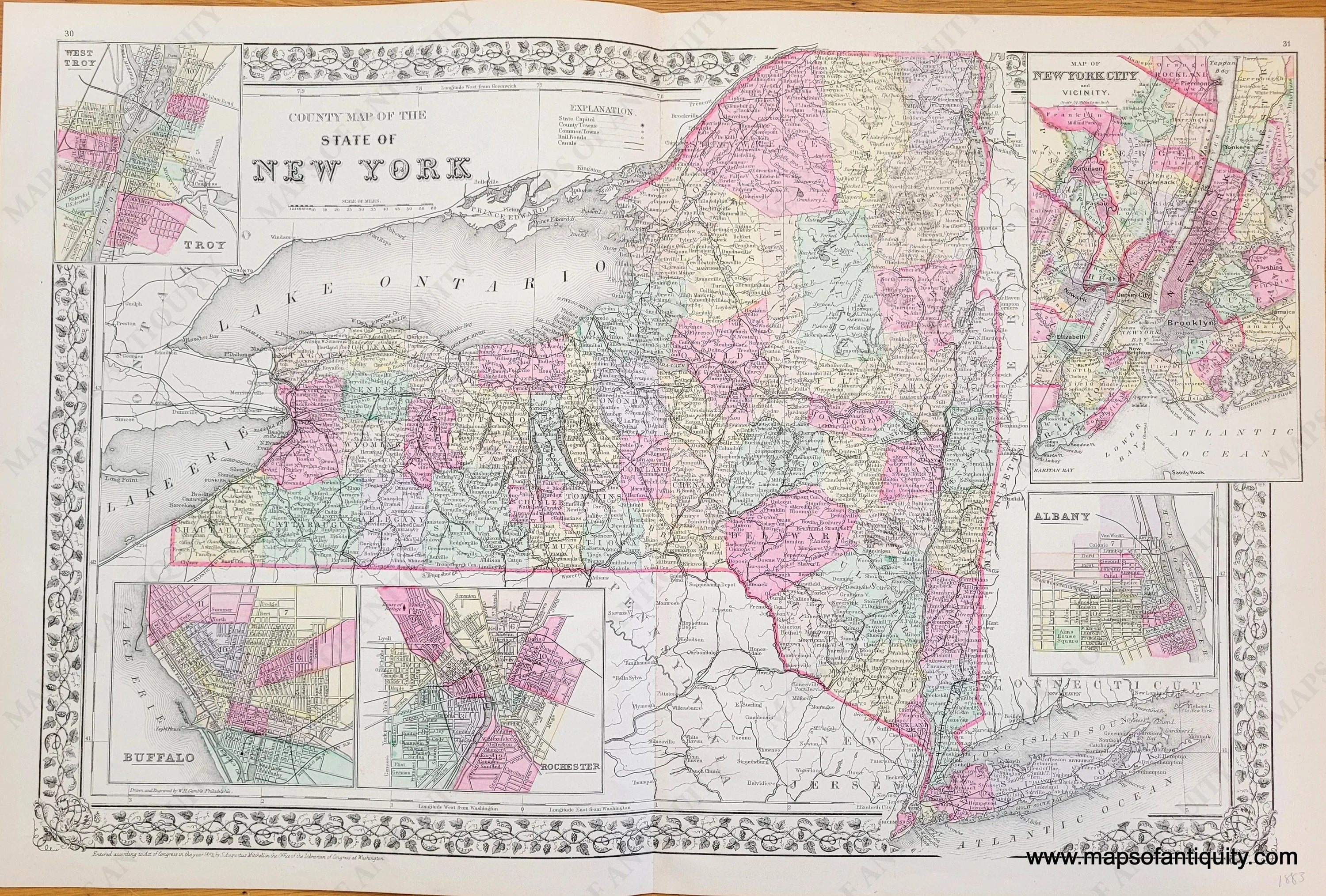 1883 - County Map of the State of New York - Antique Map – Maps of ...