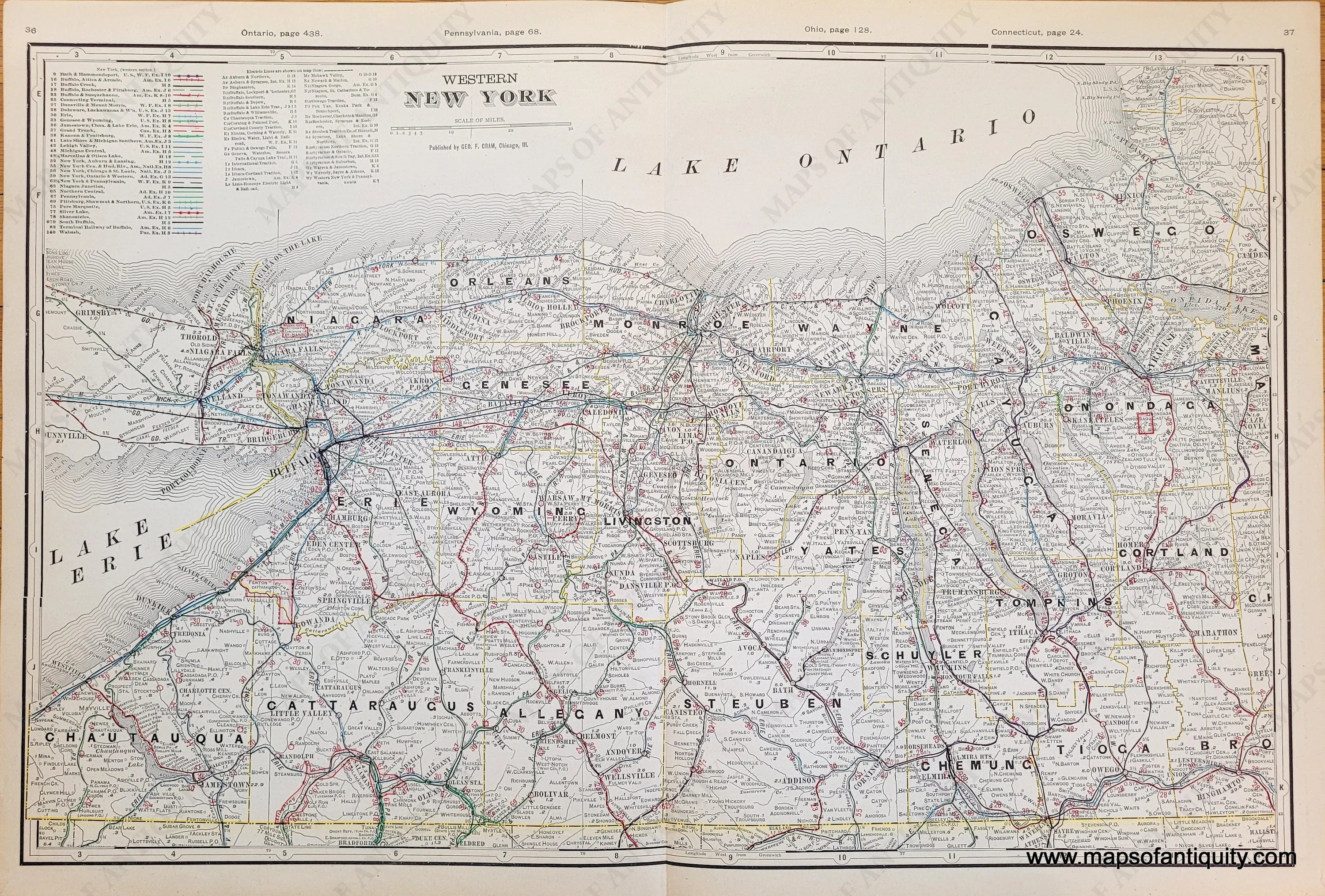 1900 circa Genuine Antique Map Western New York – Maps of Antiquity