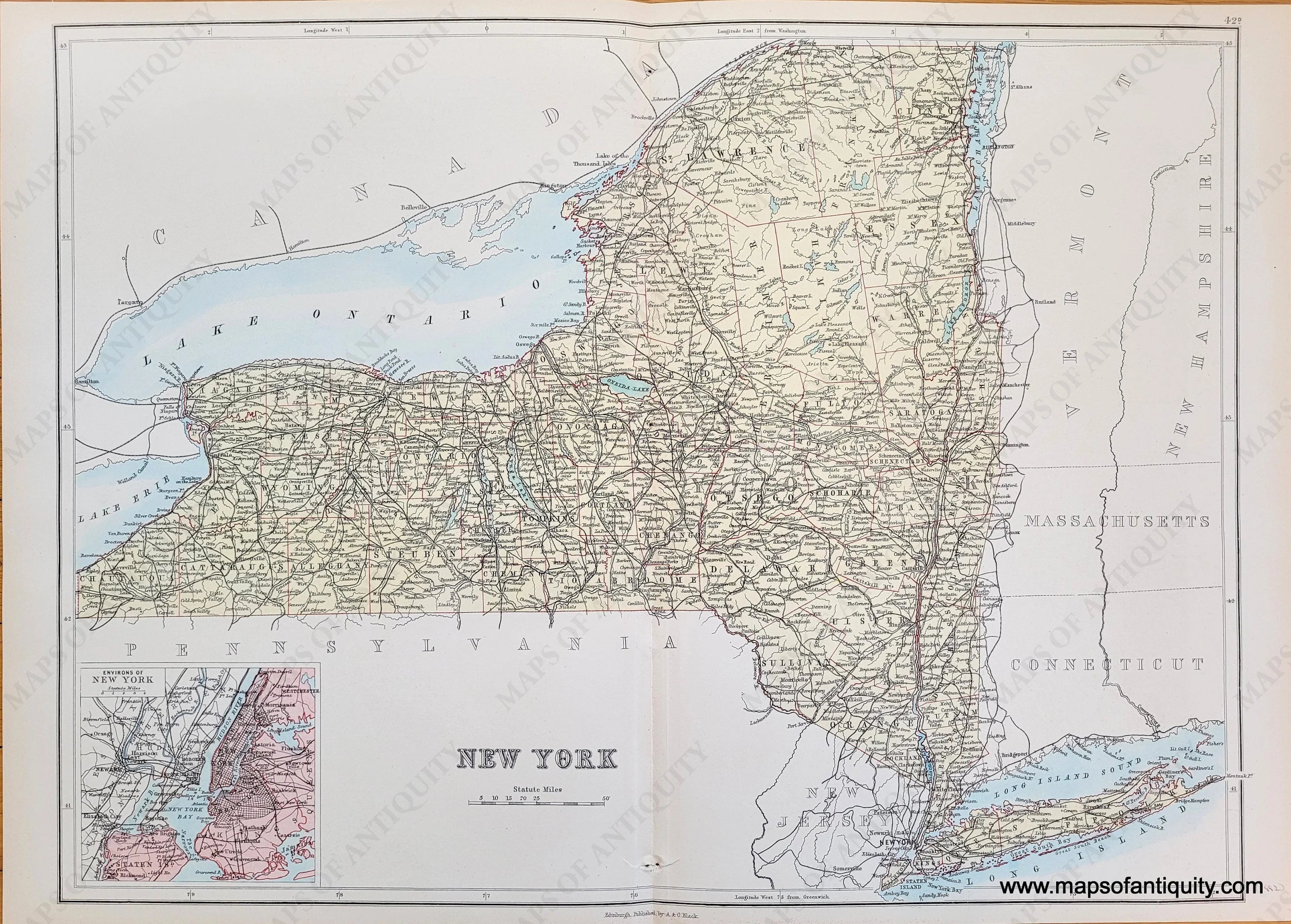 1882 Genuine Antique Map New York – Maps of Antiquity