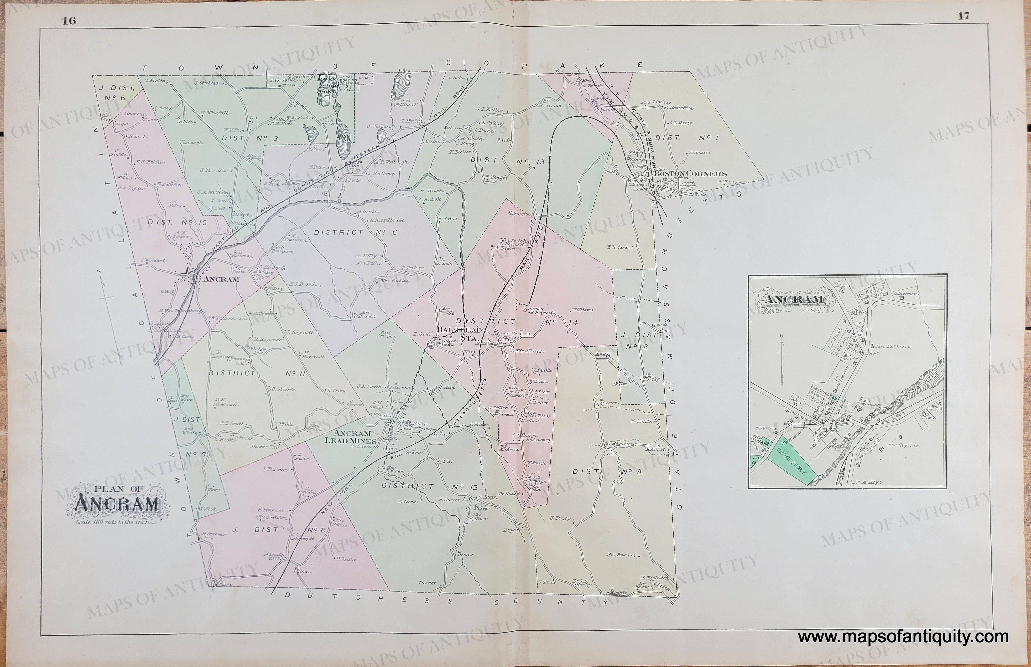 1888 - Plan of Ancram (NY) - Genuine Antique Map – Maps of Antiquity