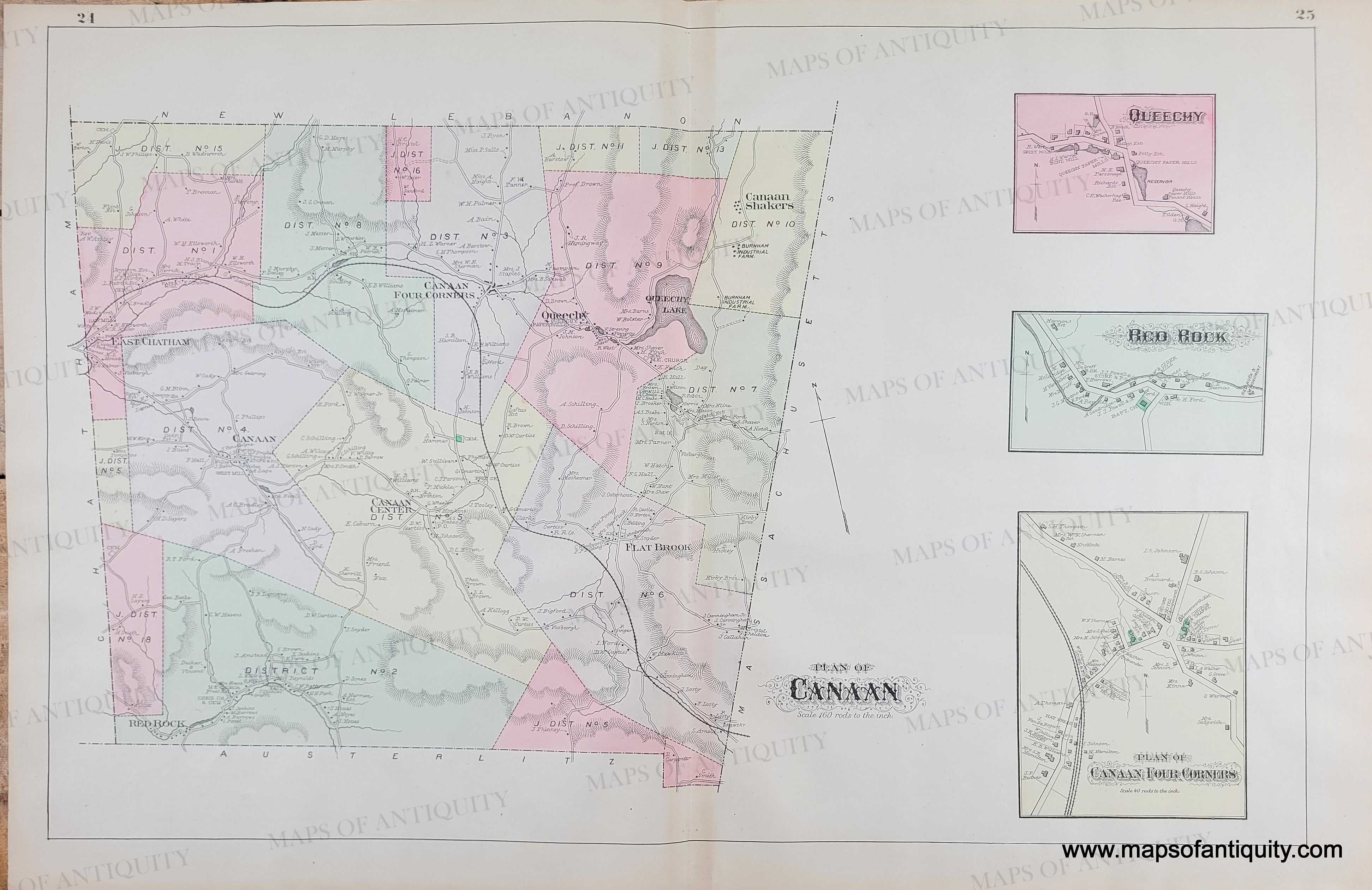 1888 - Plan of Canaan (NY) - Genuine Antique Map – Maps of Antiquity