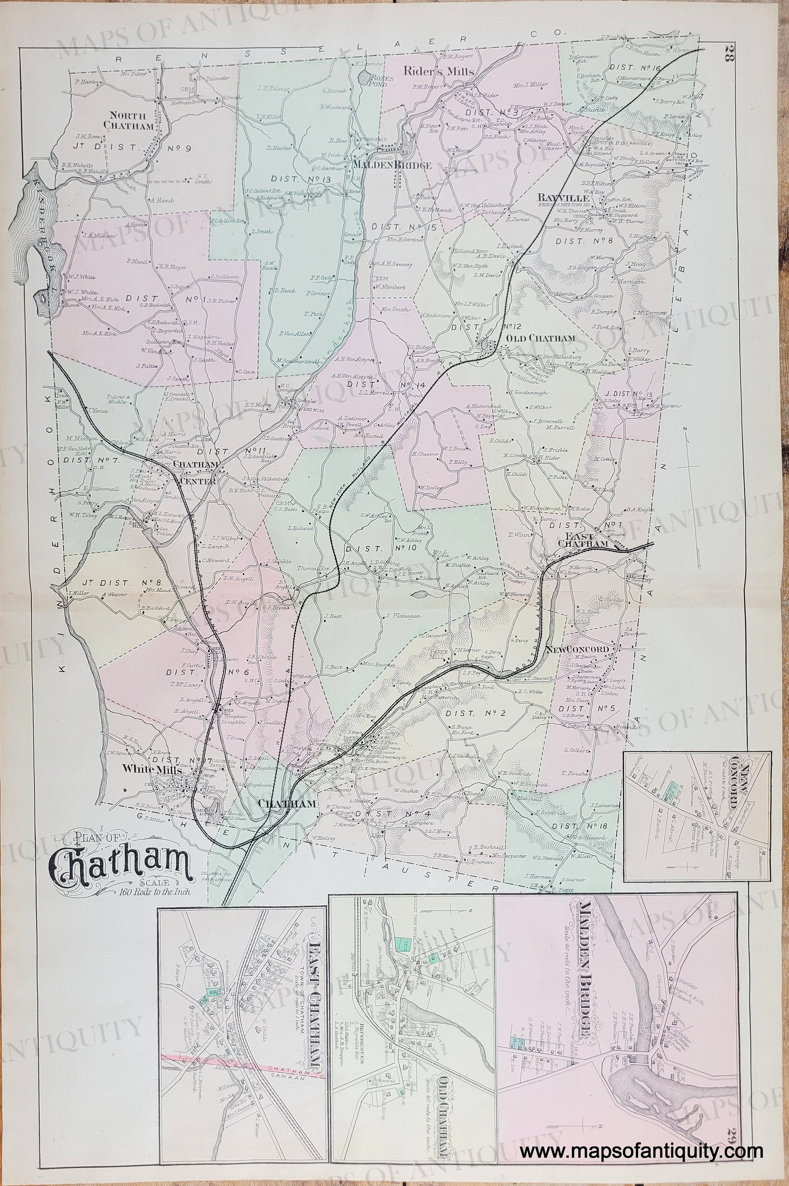 1888 - Plan of Chatham (NY) - Genuine Antique Map – Maps of Antiquity