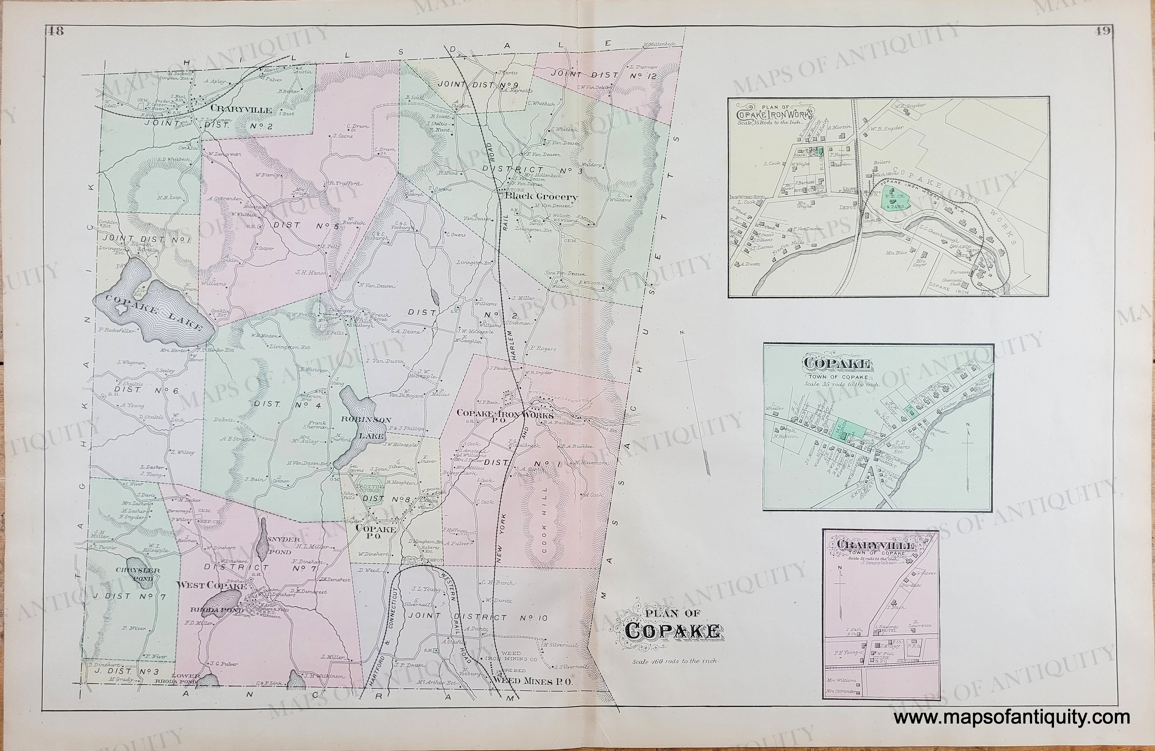 1888 - Plan of Copake (NY) - Genuine Antique Map – Maps of Antiquity