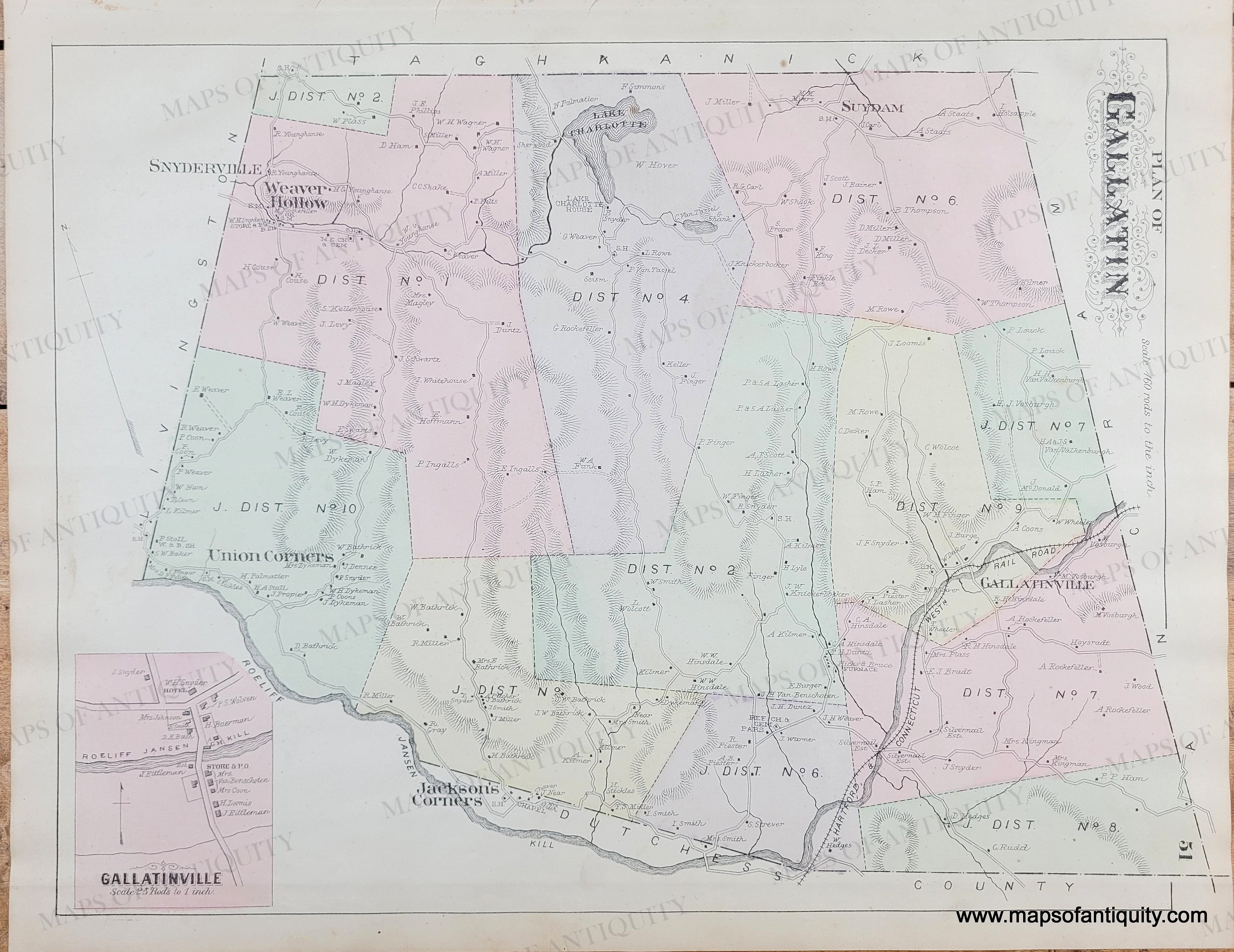 1888 - Plan of Gallatin (NY) - Genuine Antique Map – Maps of Antiquity