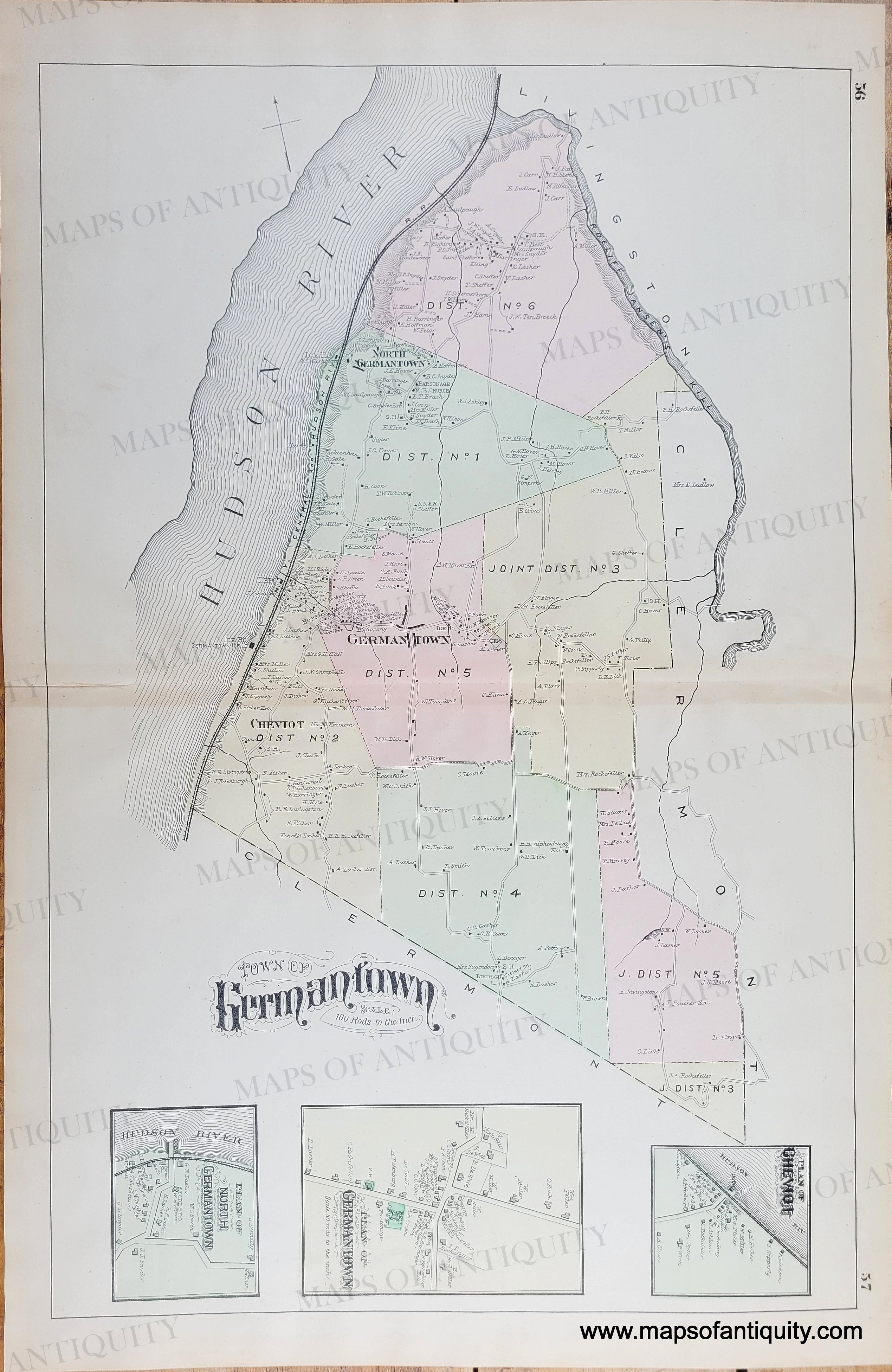 1888 - Town of Germantown (NY) - Genuine Antique Map – Maps of Antiquity
