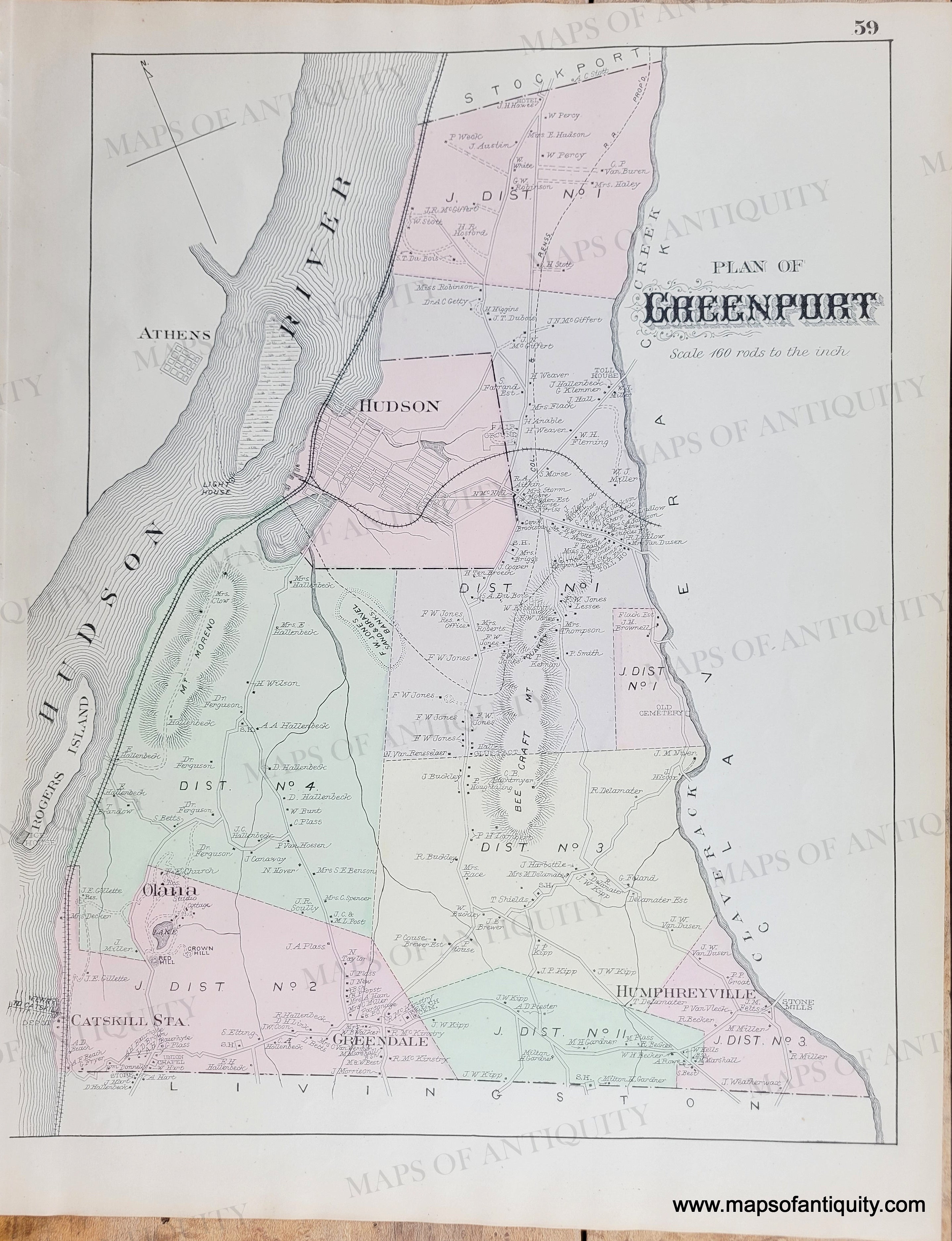 1888 - Plan of Greenport (Columbia Co., NY) - Genuine Antique Map ...