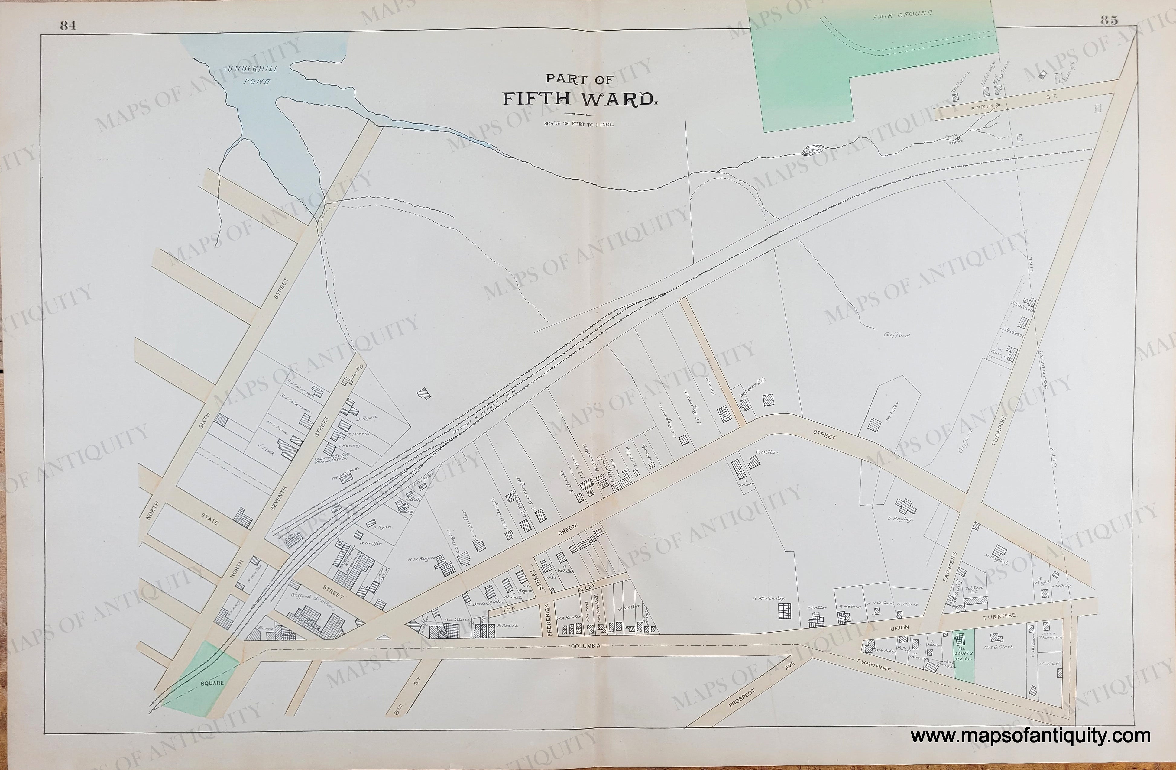 1888 - Part of Fifth Ward (Hudson, NY) - Genuine Antique Map – Maps of ...