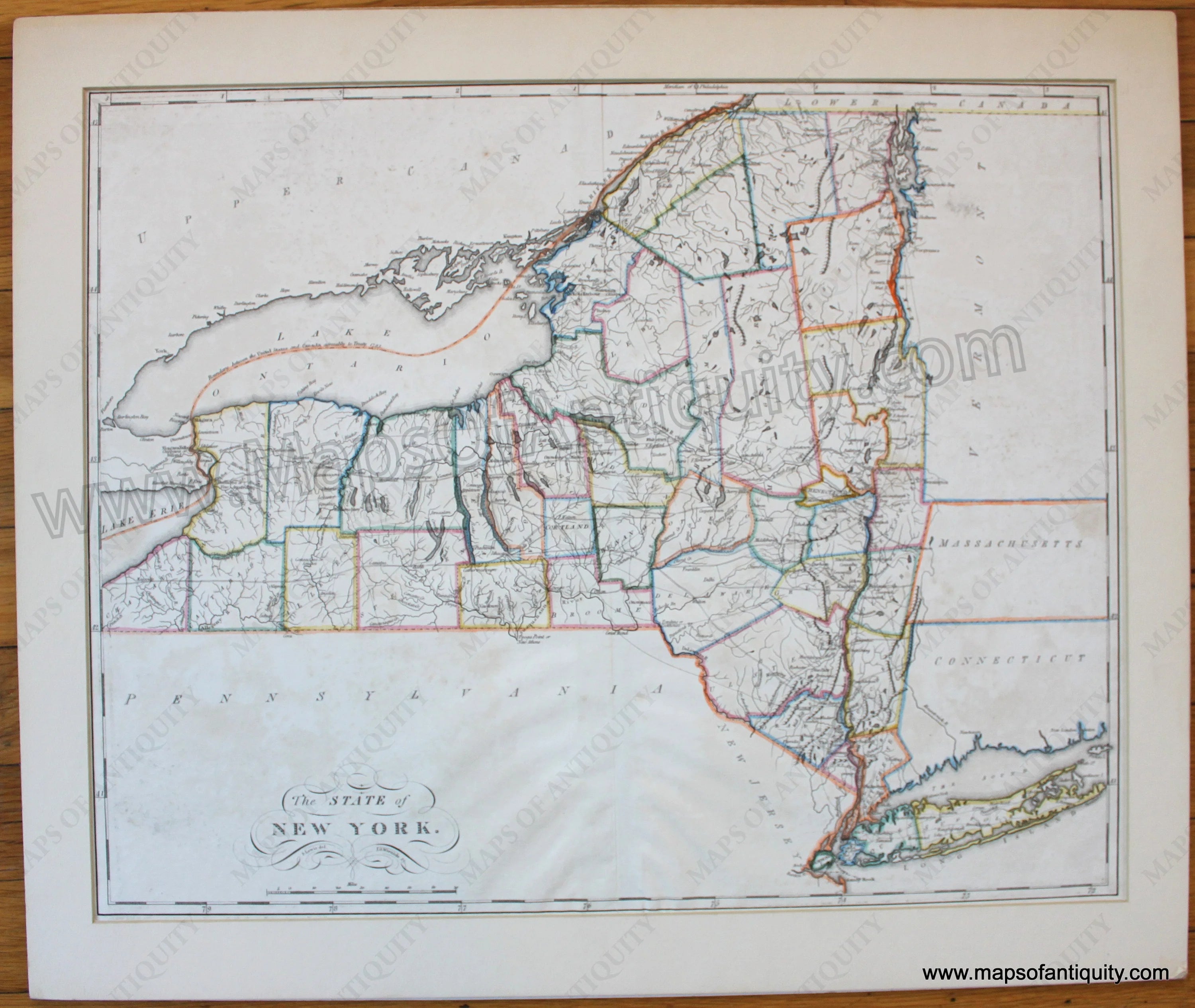 1814 - The State of New York. - Antique Map – Maps of Antiquity