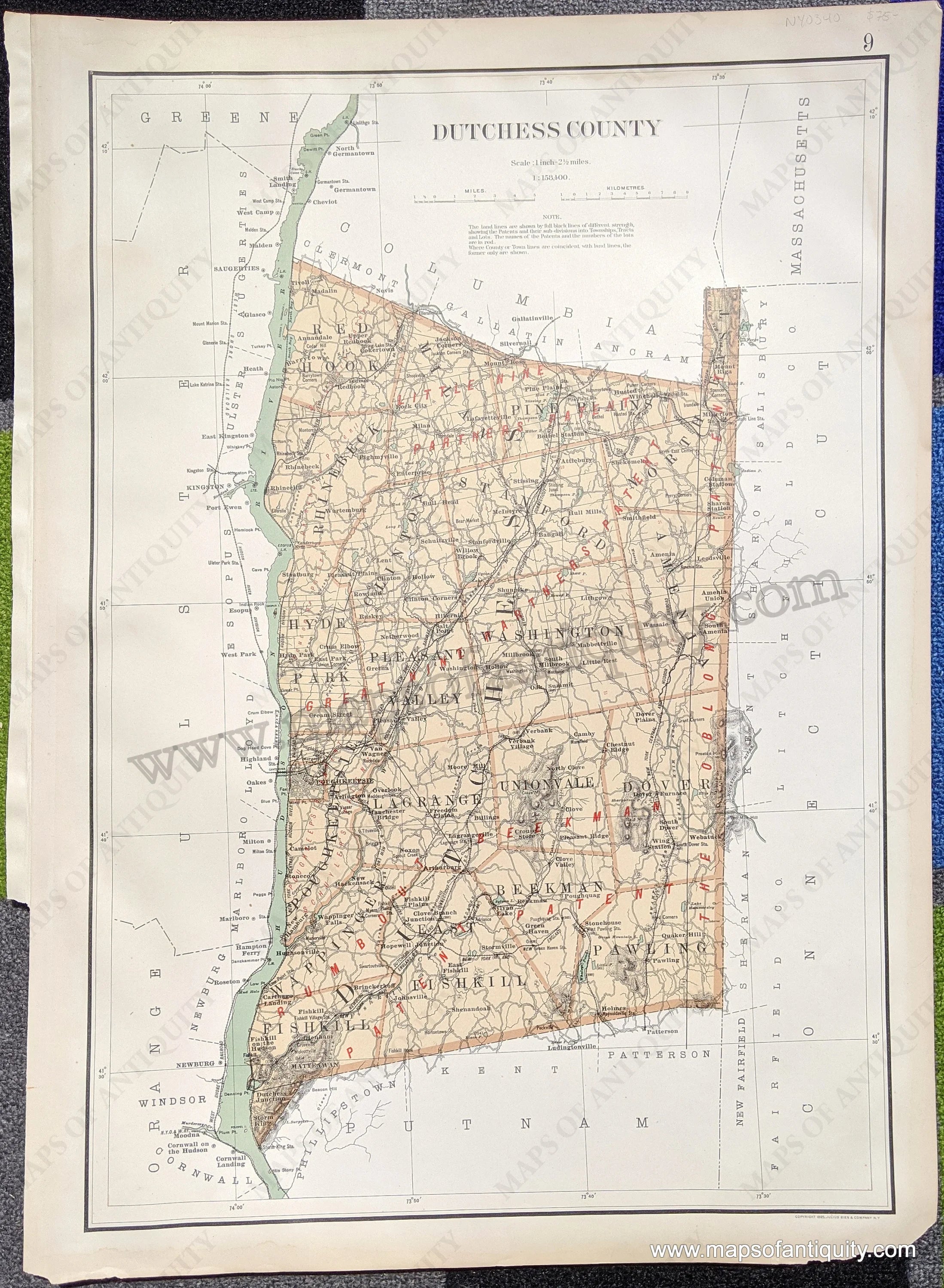 1895 - Dutchess County - Antique Map – Maps of Antiquity