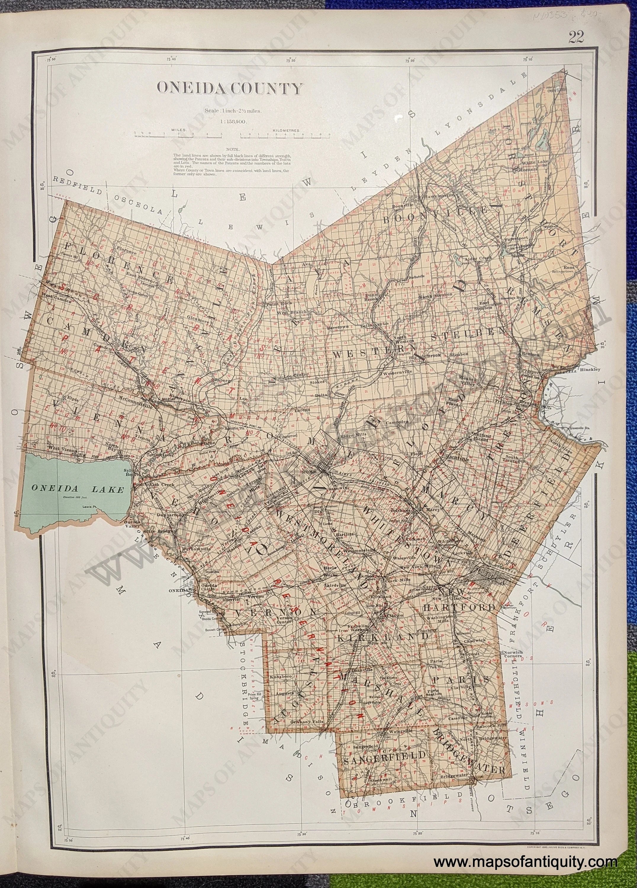 1895 - Oneida County - Antique Map – Maps of Antiquity