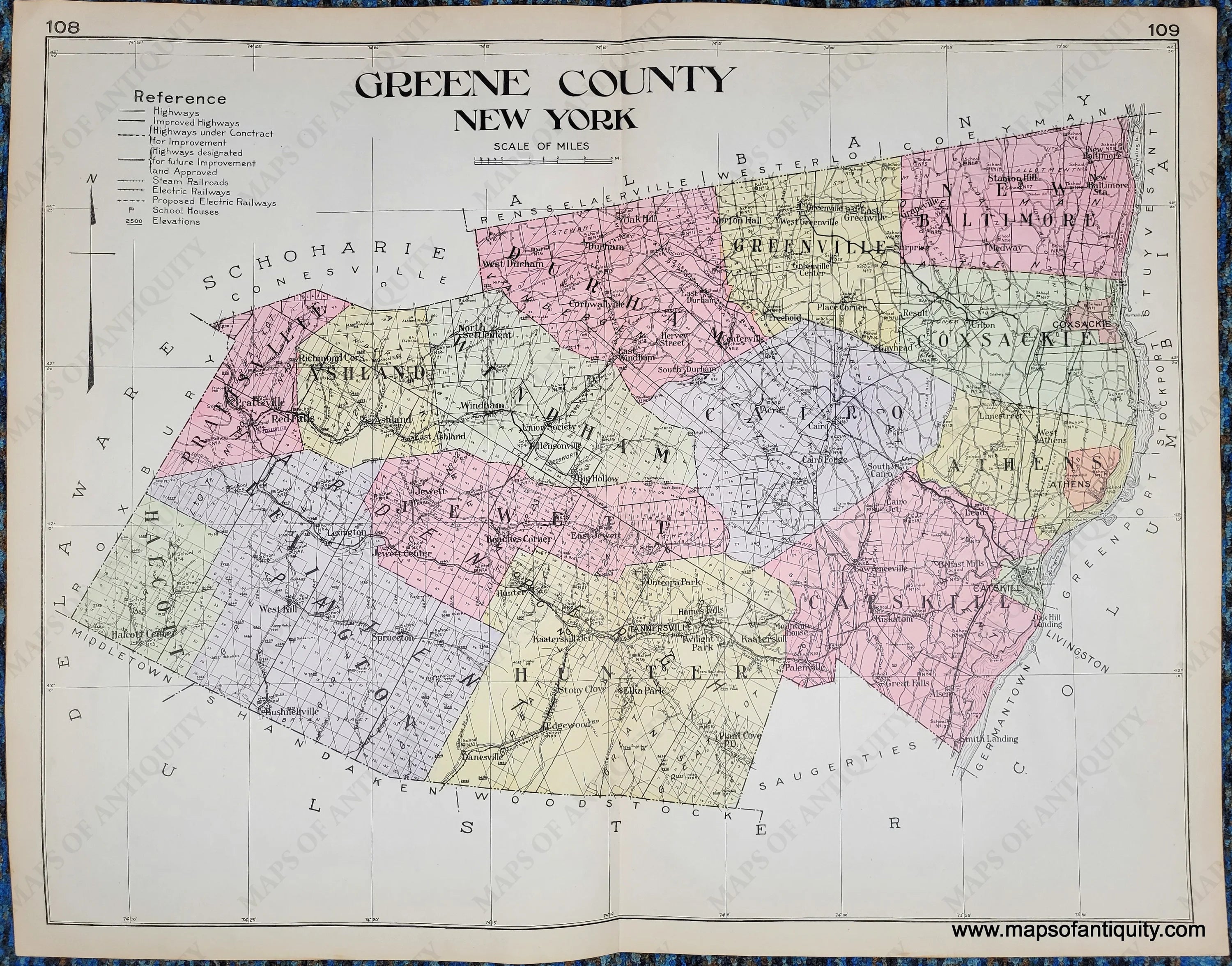 1911 - Greene County New York - Antique Map – Maps of Antiquity