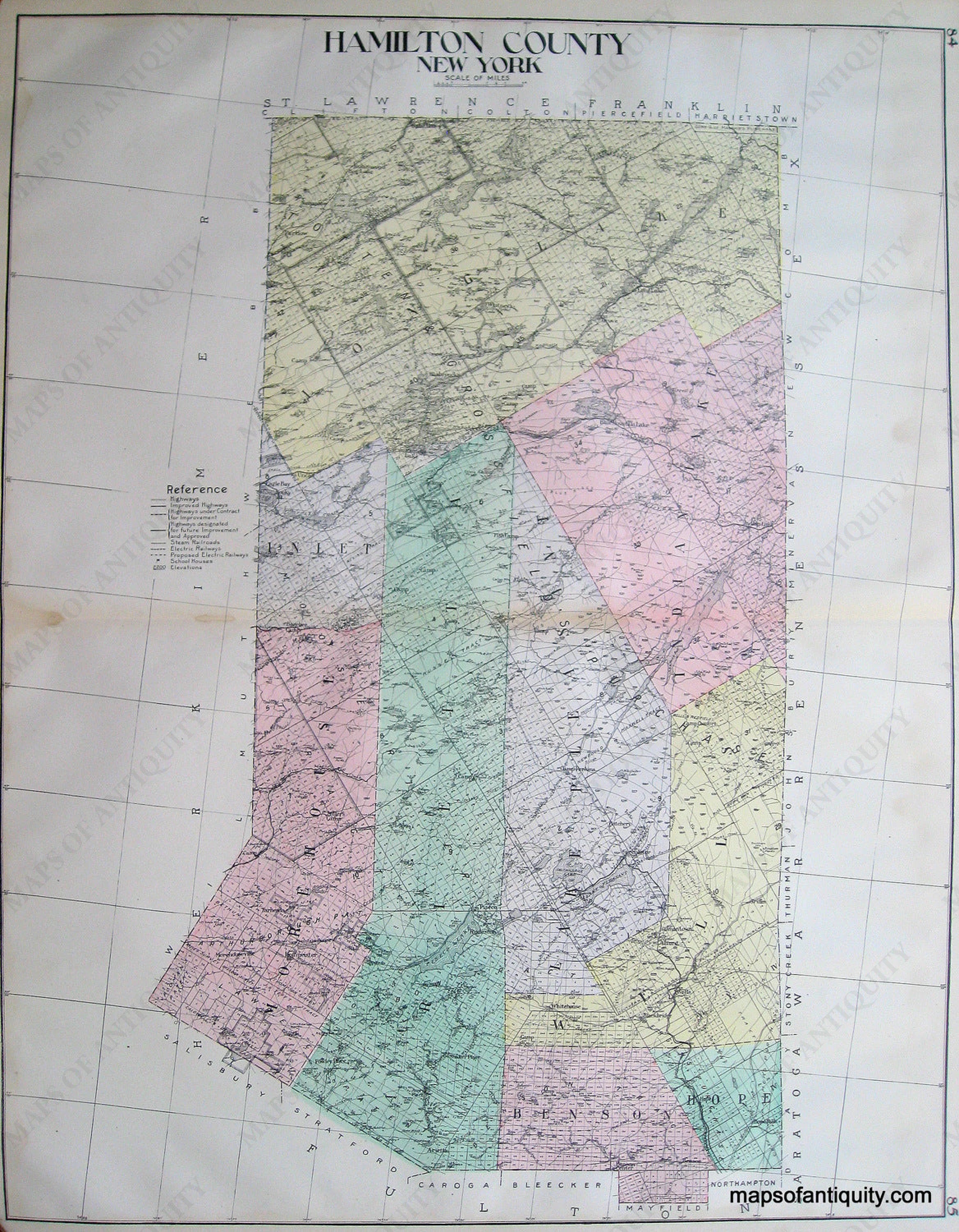 1911 - Hamilton County New York - Antique Map – Maps of Antiquity