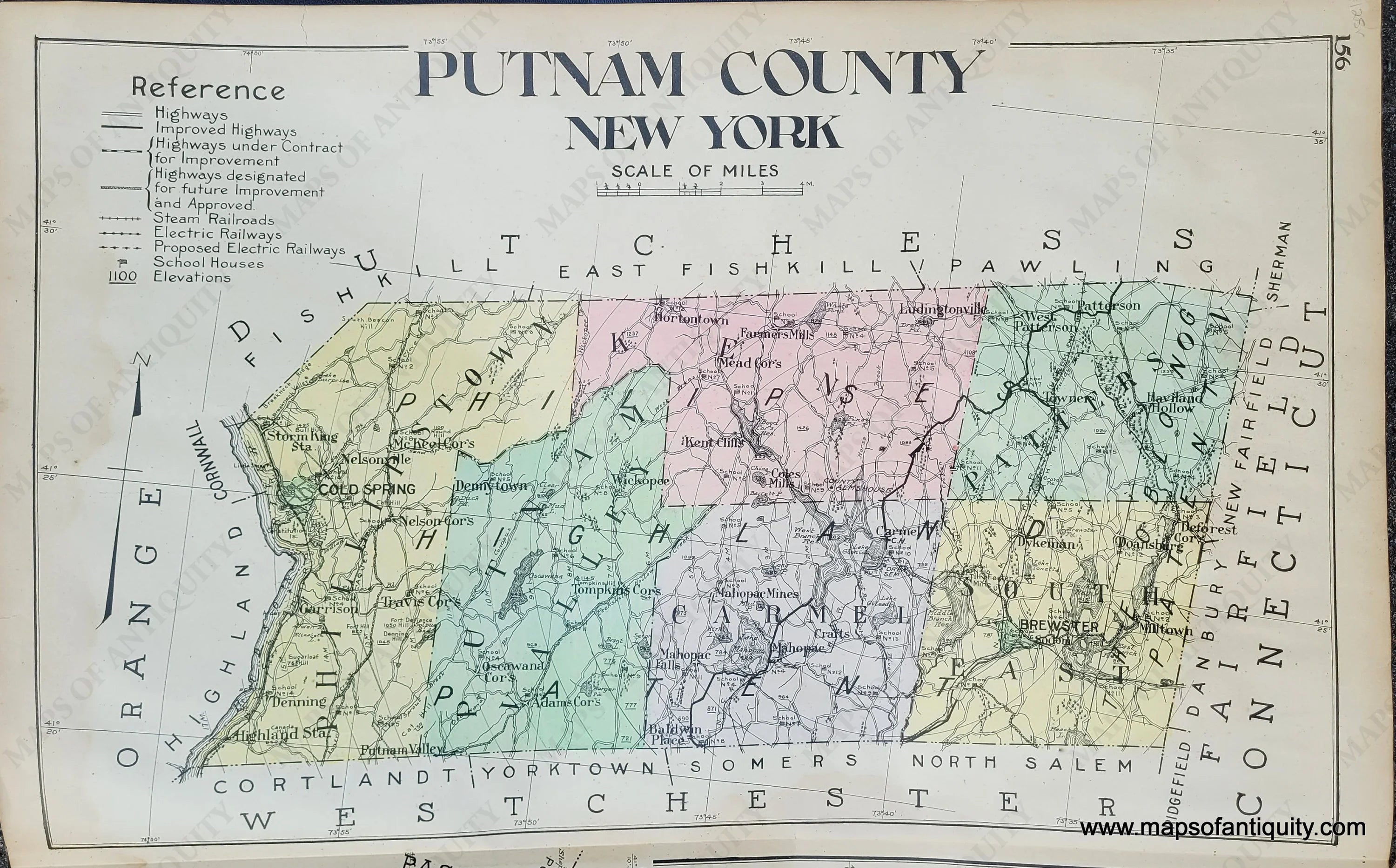 1911 - Putnam County New York - Antique Map – Maps of Antiquity