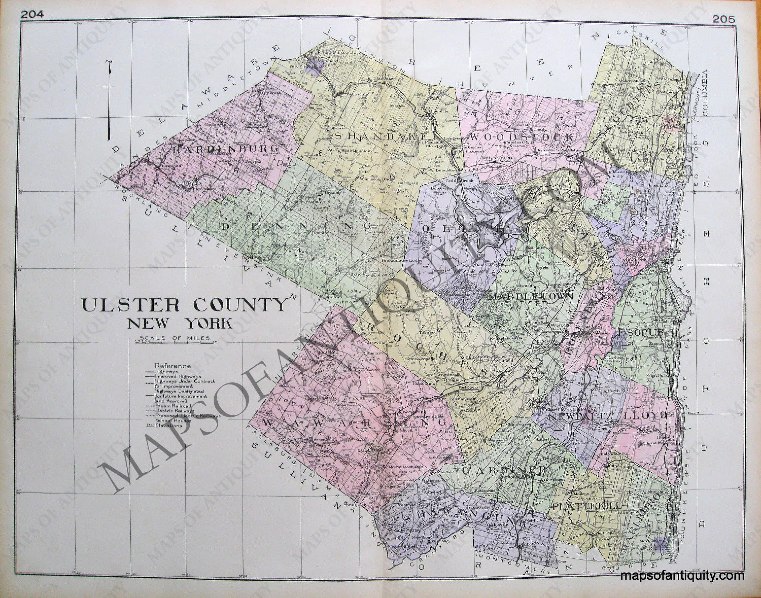 1911 - Ulster County, New York - Antique Map – Maps of Antiquity