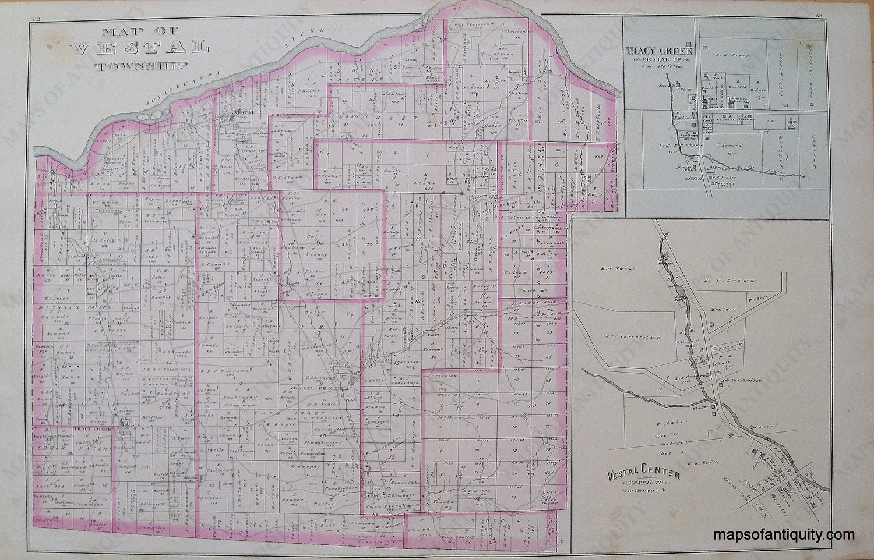 1876 - Map of Vestal Township (NY) - Antique Map – Maps of Antiquity