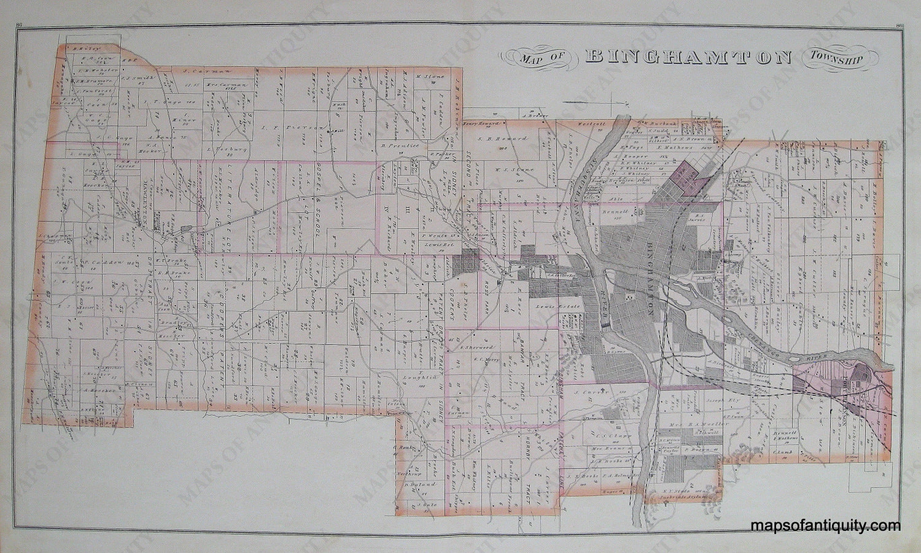 1876 - Map of Binghamton Township (NY) - Antique Map – Maps of Antiquity