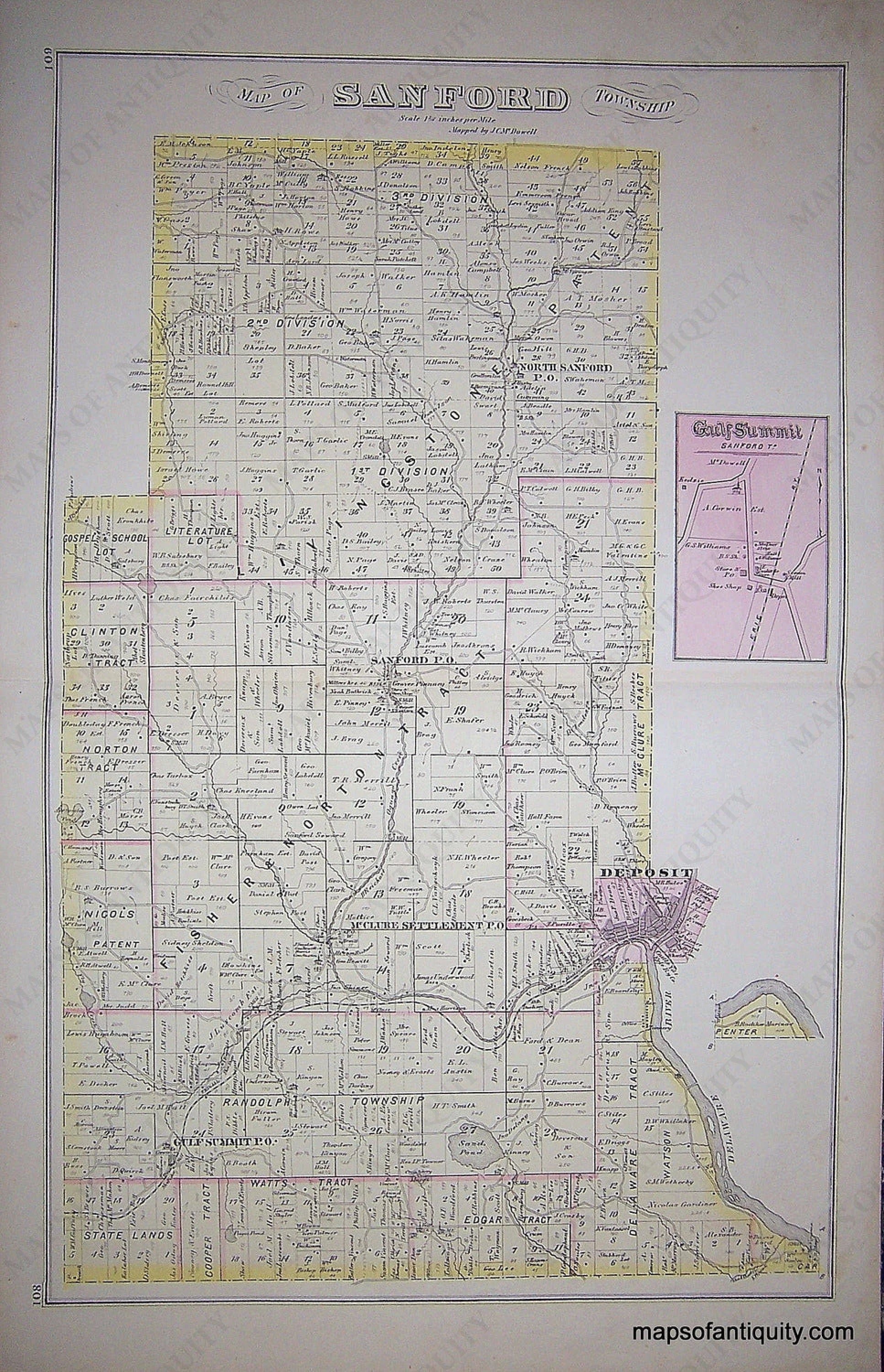 1876 - Map of Sanford Township and Gulf Summit (NY) - Antique Map ...