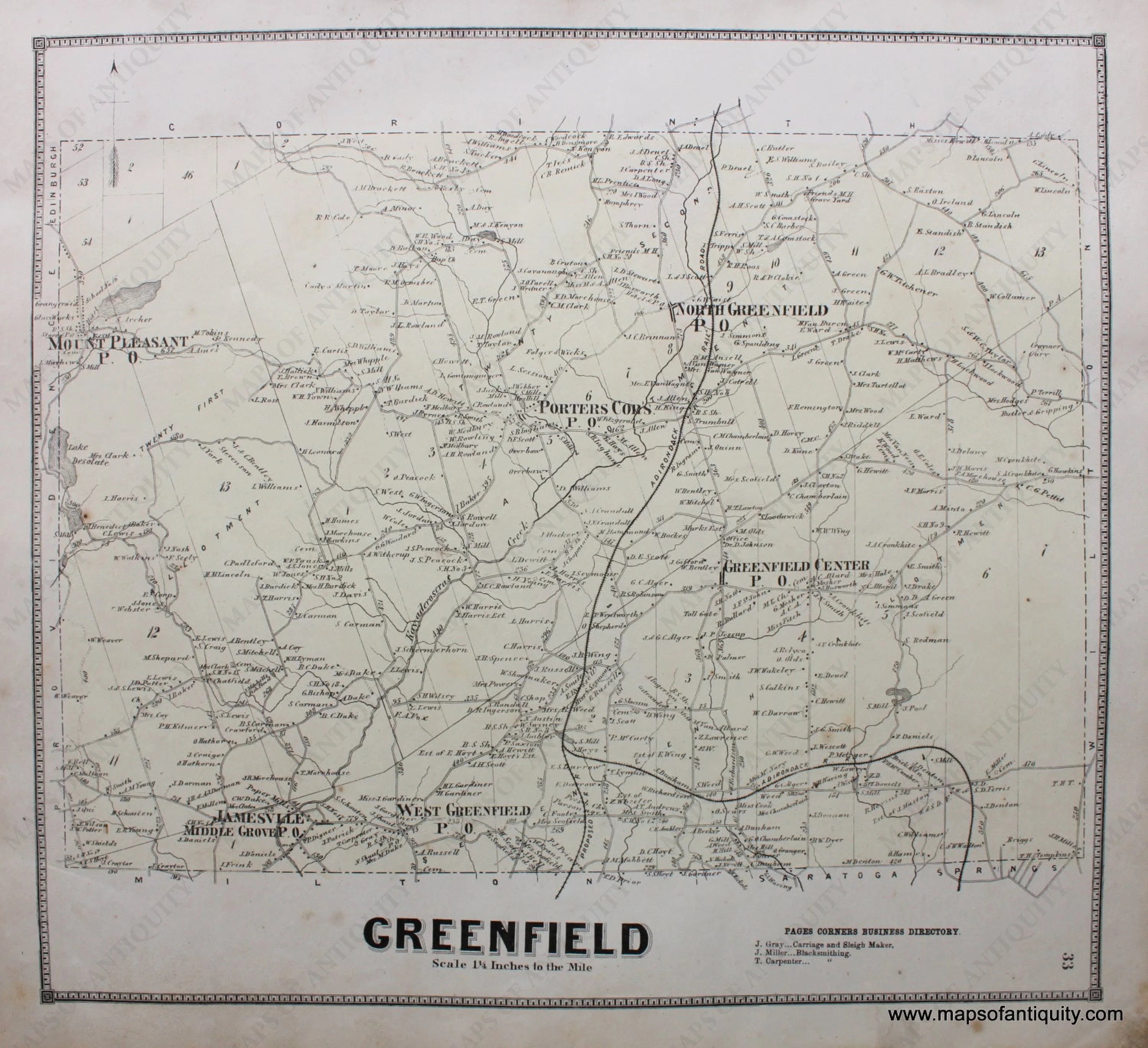 1866 - Greenfield (NY) - Antique Map – Maps of Antiquity