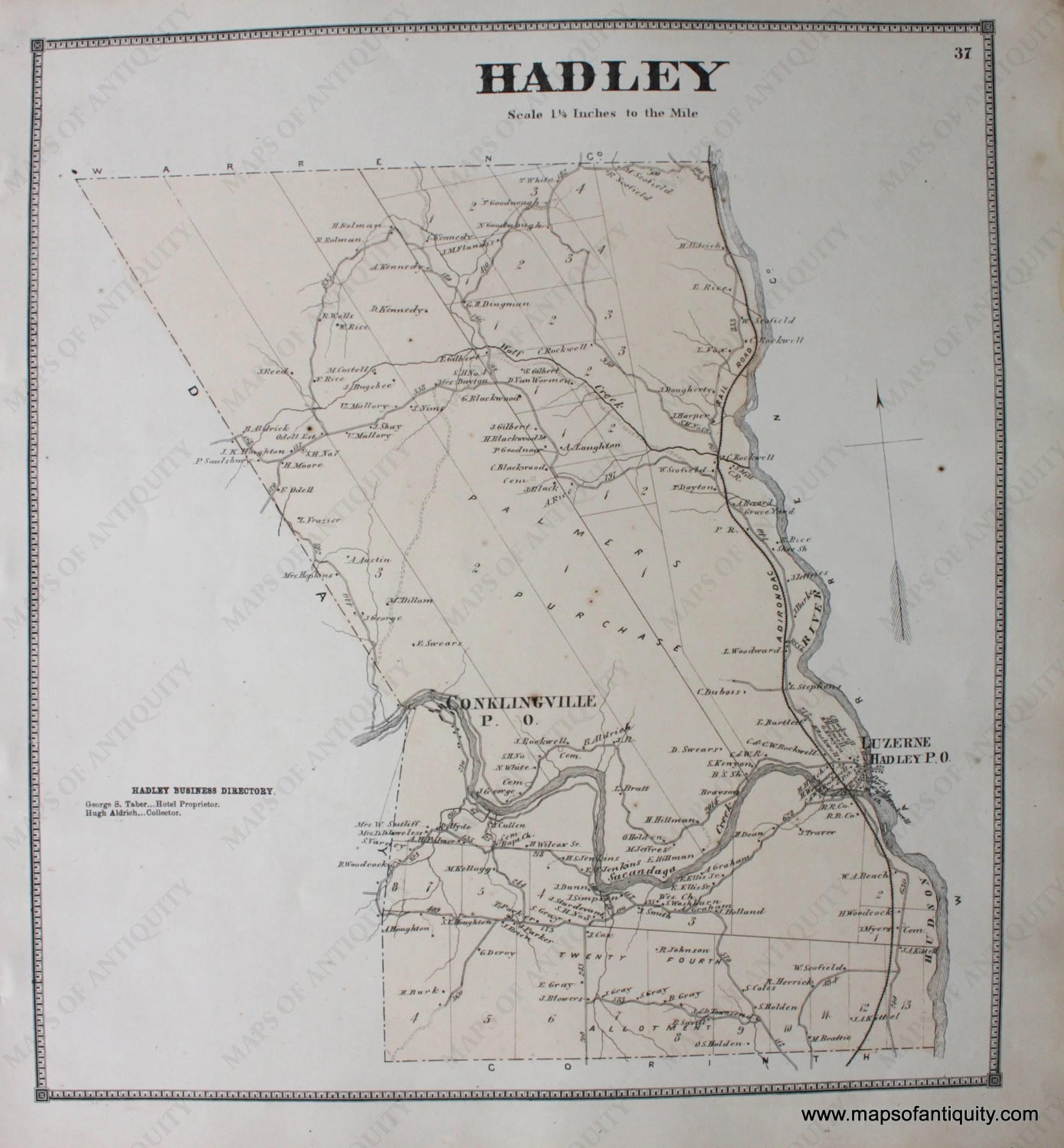 1866 - Hadley (NY) - Antique Map – Maps of Antiquity