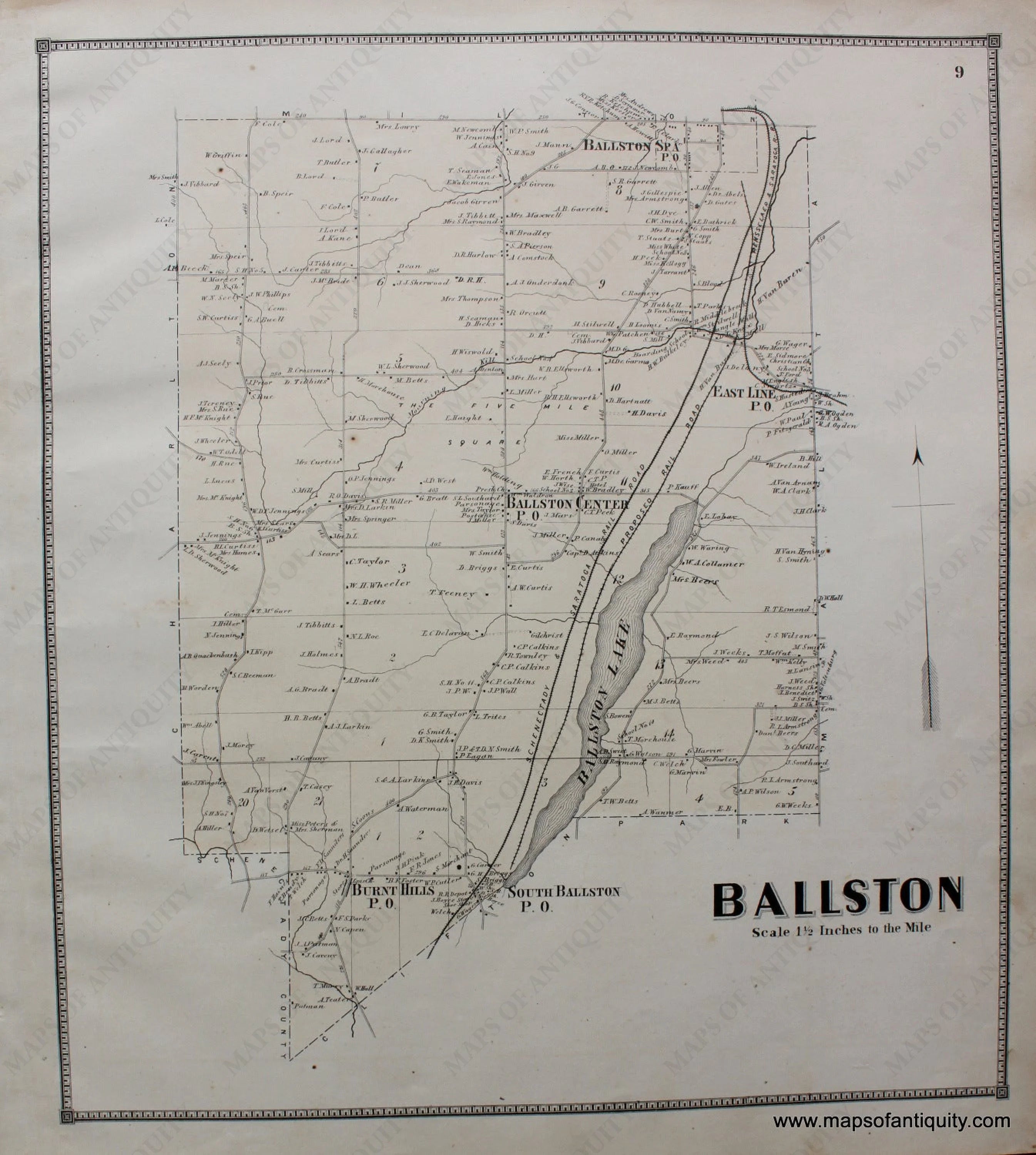 1866 - Ballston, Ballston Spa, New York - Antique Map – Maps of Antiquity