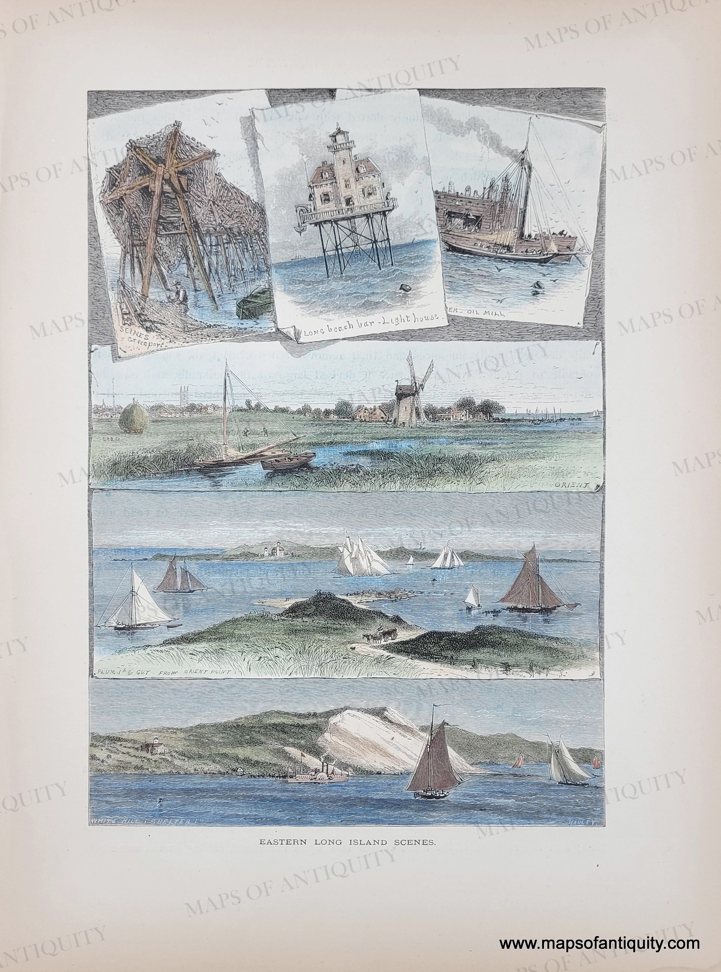 1872 - Eastern Long Island Scenes - Antique Print – Maps of Antiquity