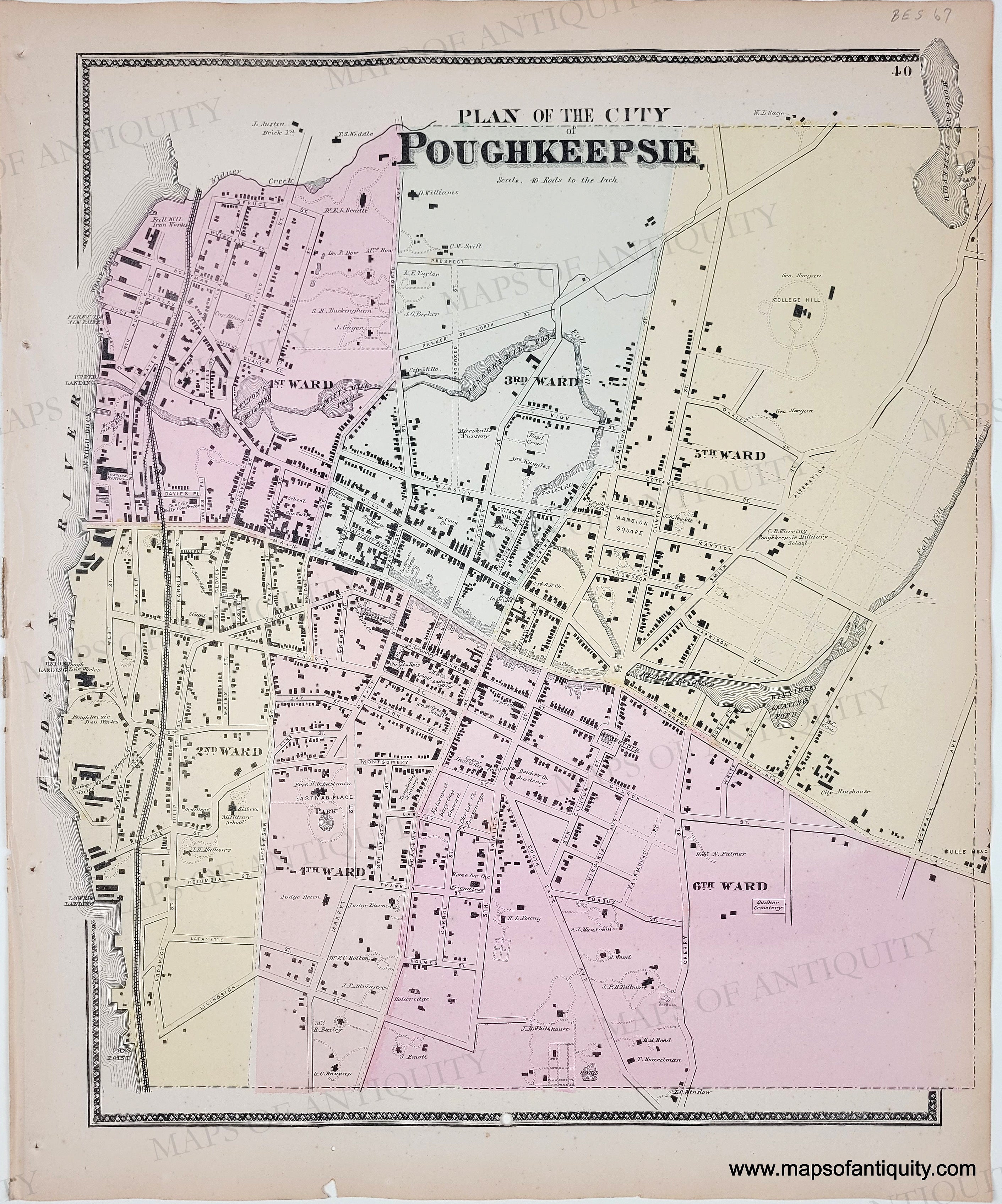 1867 - Plan of the City of Poughkeepsie (NY) - Antique Map – Maps of ...
