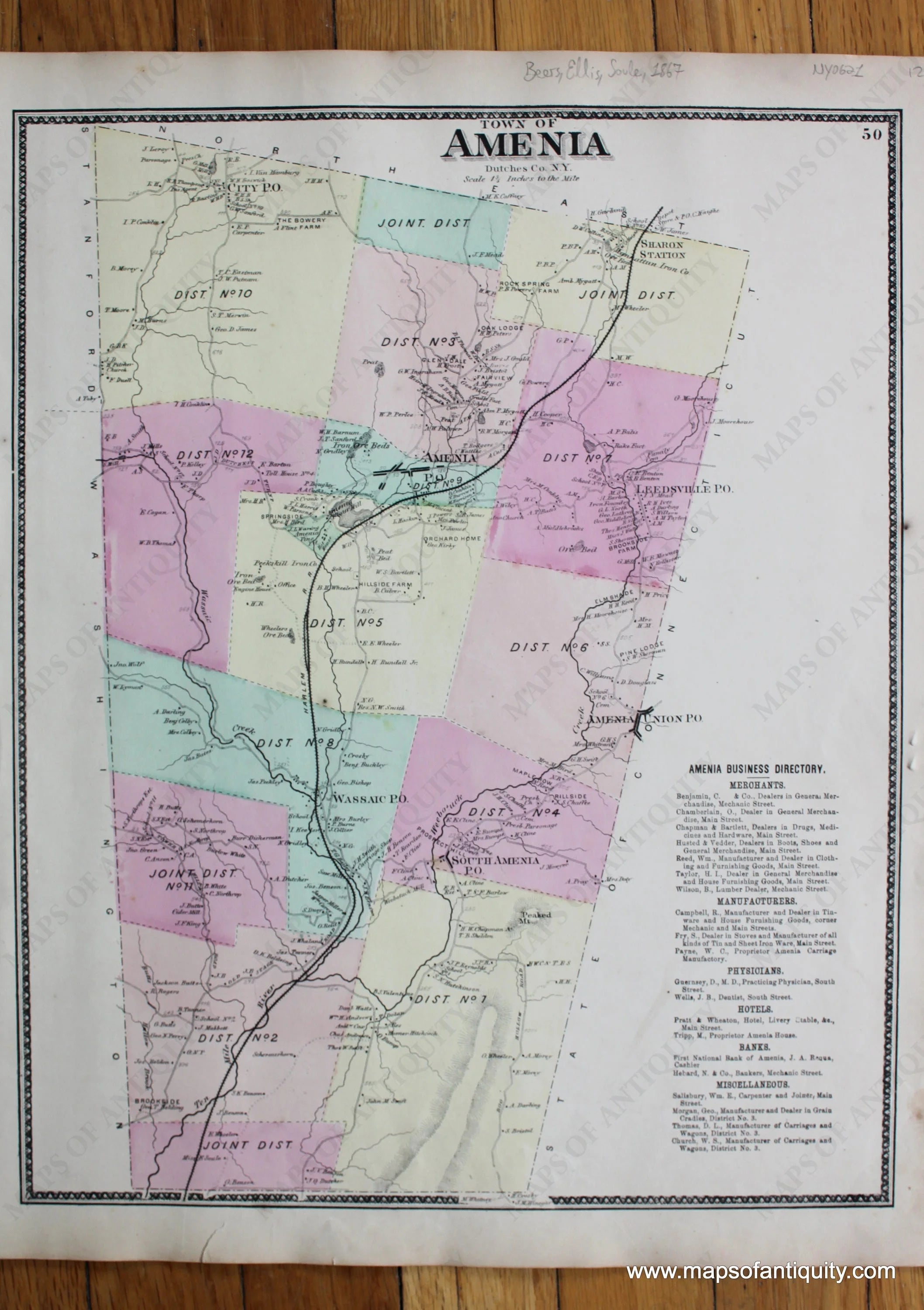 1867 - Town of Amenia (NY) - Antique Map – Maps of Antiquity