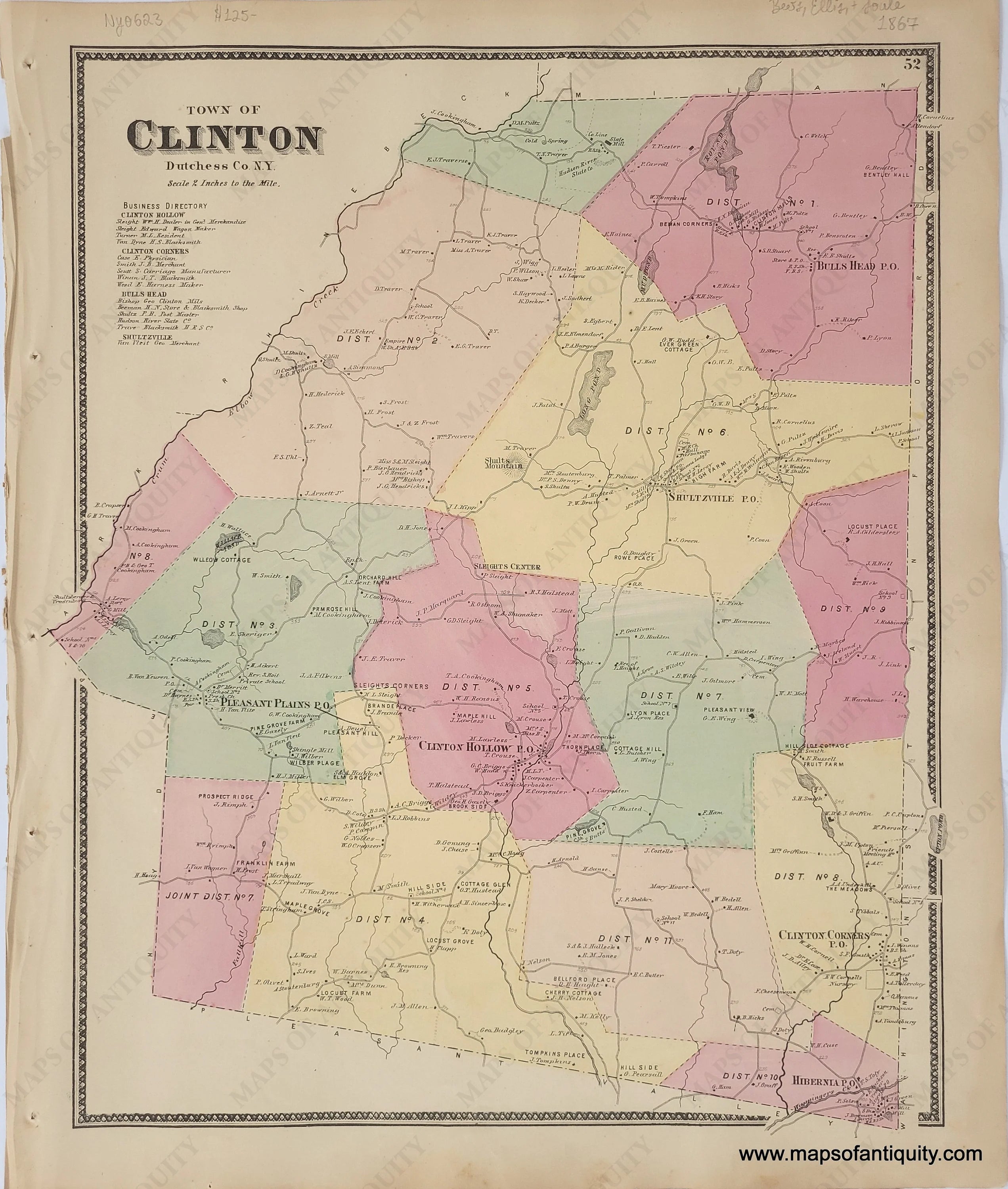 1867 - Town of Clinton (NY) - Antique Map – Maps of Antiquity