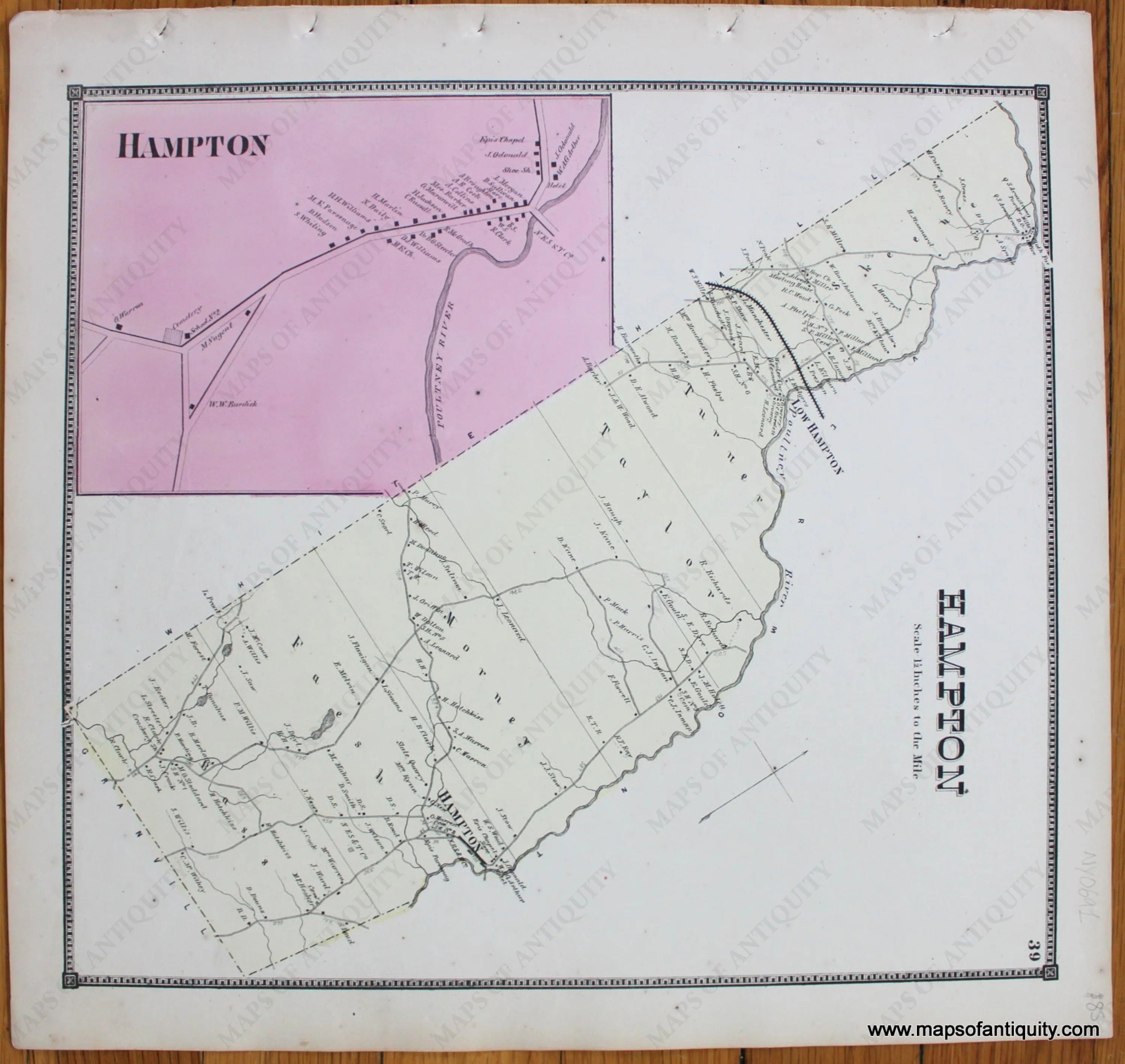1866 - Hampton (NY) - Antique Map – Maps of Antiquity