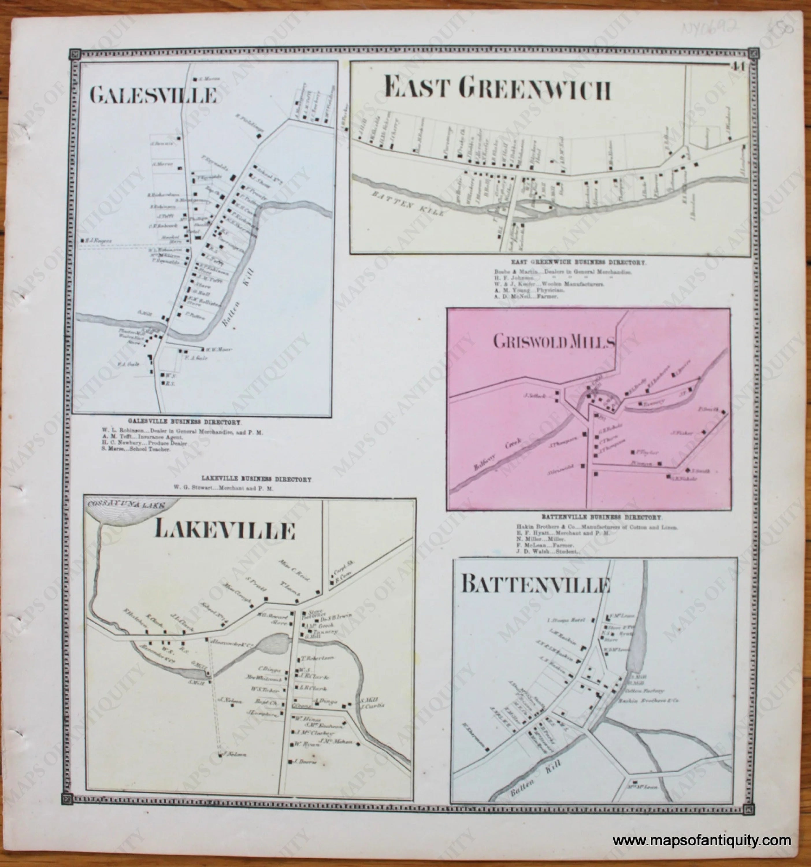 1866 - Galesville, East Greenwich, Griswold Mills, Lakeville, Battenvi ...