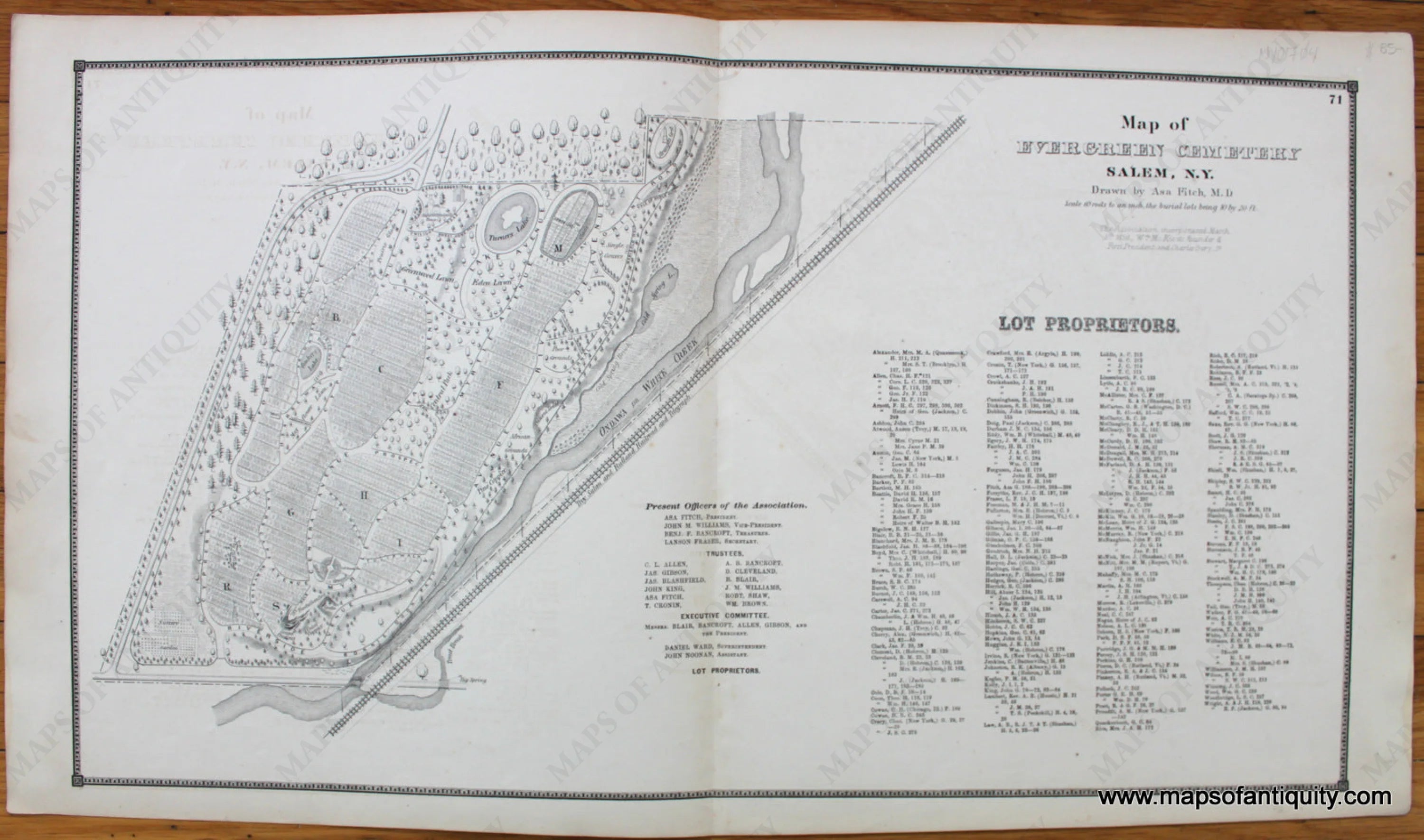 1866 - Map of Evergreen Cemetery (Salem, NY) - Antique Map – Maps of ...