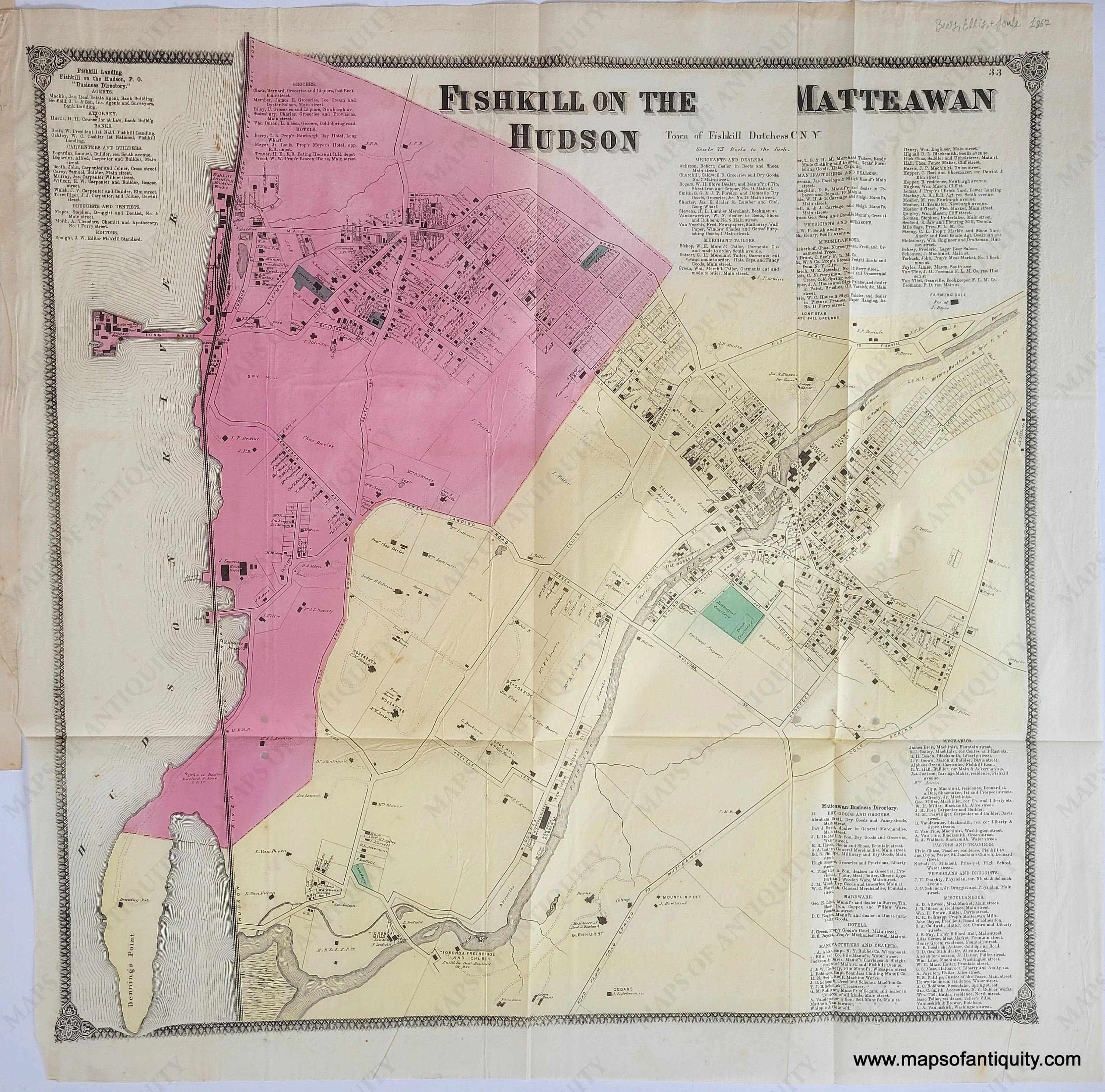 1867 - Fishkill on the Hudson, Matteawan (NY) - Antique Map – Maps of ...