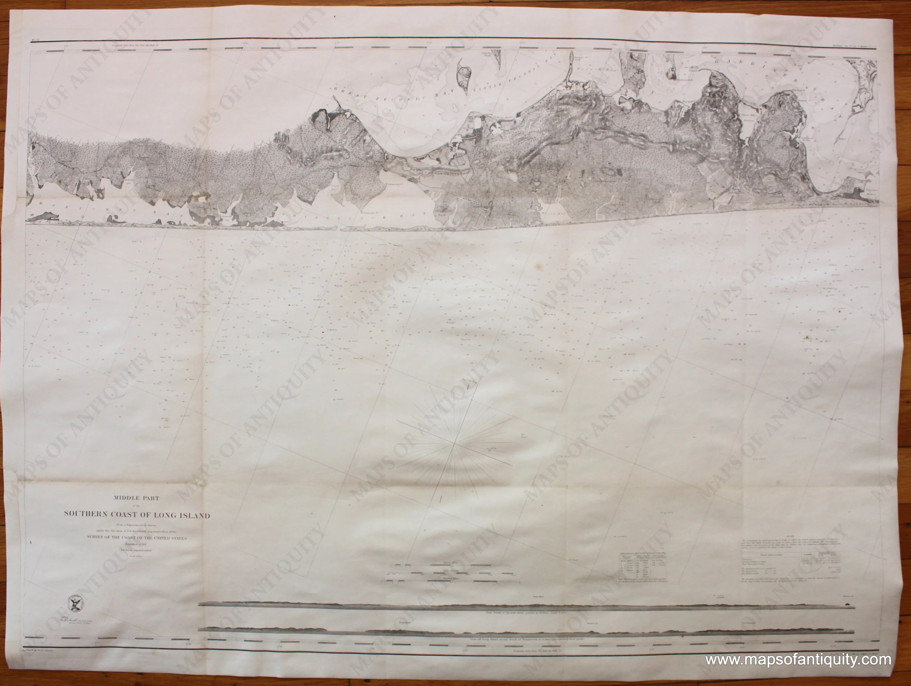 1857 - Middle Part of Southern Coast of Long Island - Antique Chart ...