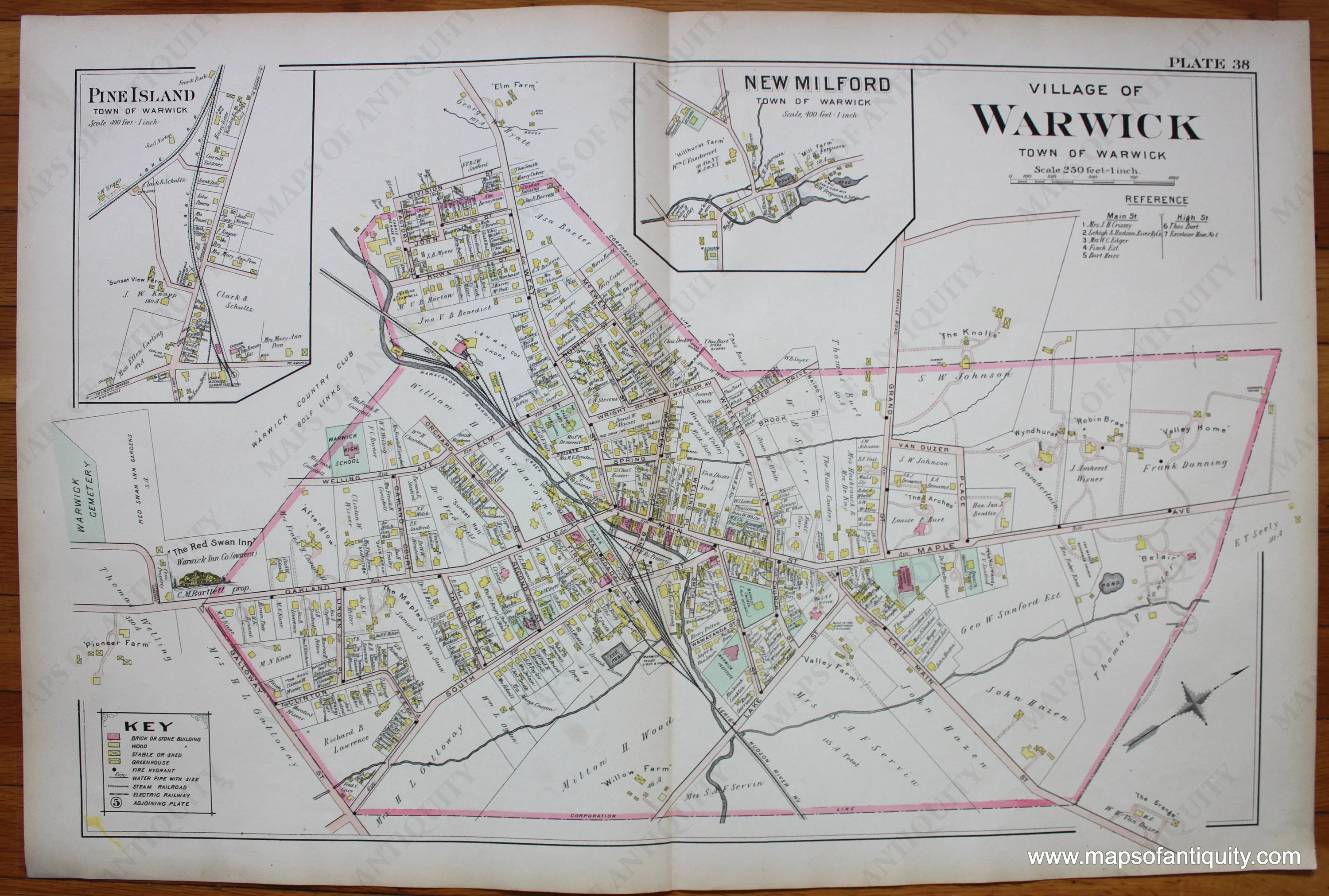 1903 - Village of Warwick in the Town of Warwick, NY - Antique Map ...