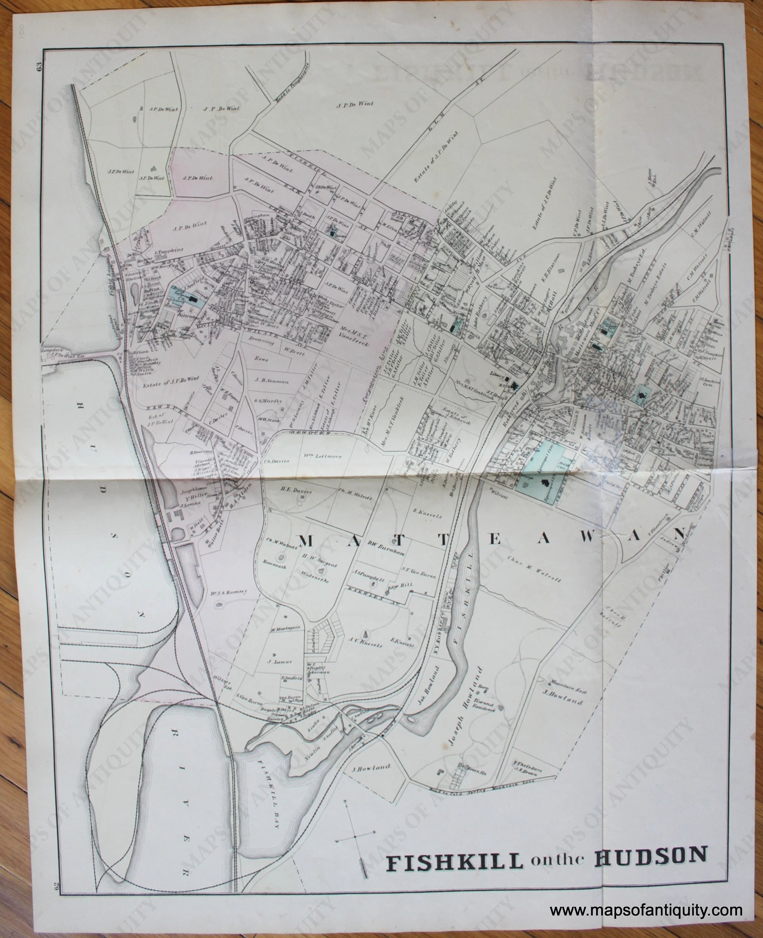 1876 - Fishkill on the Hudson (NY) - Antique Map – Maps of Antiquity