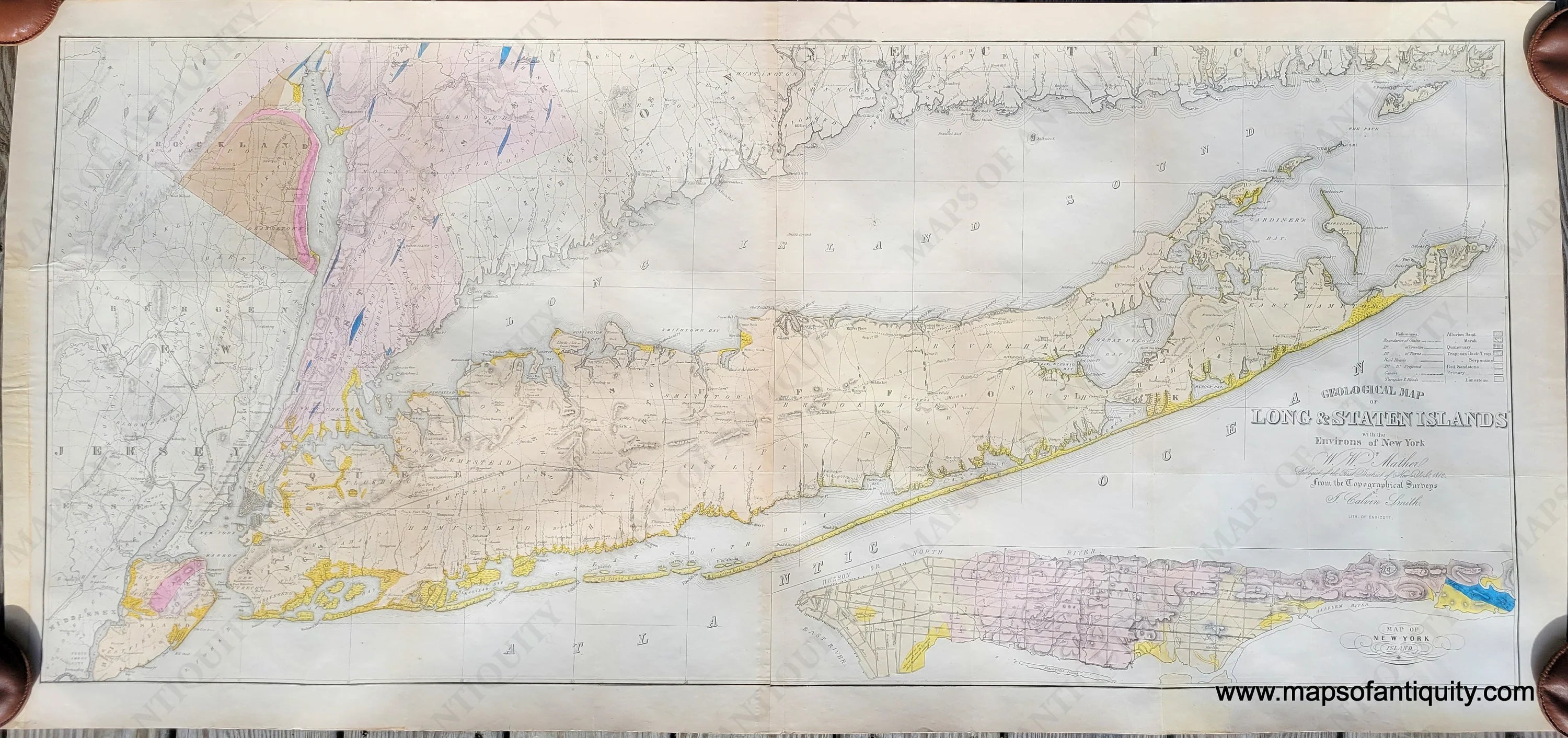 1842 - Geological Map of Long & Staten Islands with the Environs of Ne ...