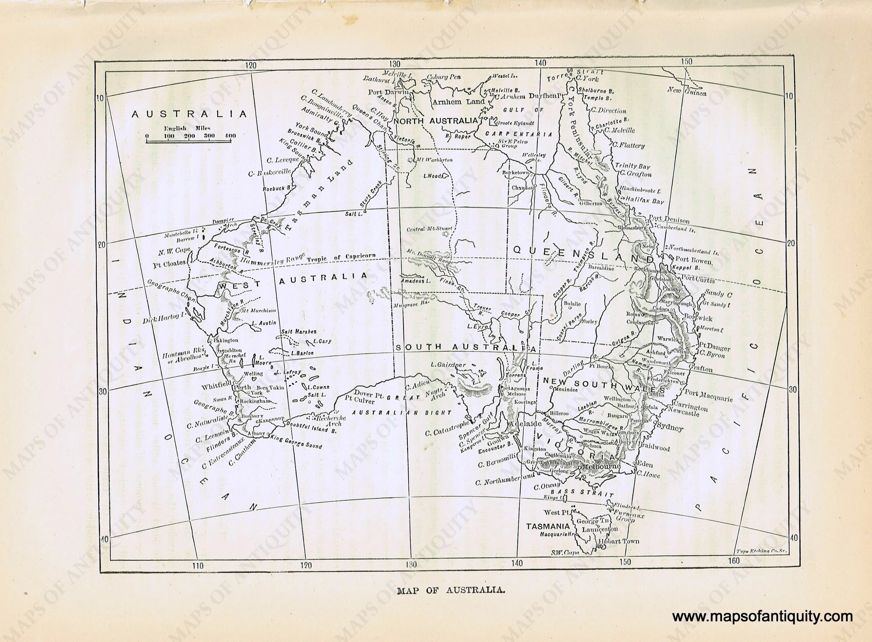 1881 Genuine Antique Map Map of Australia – Maps of Antiquity